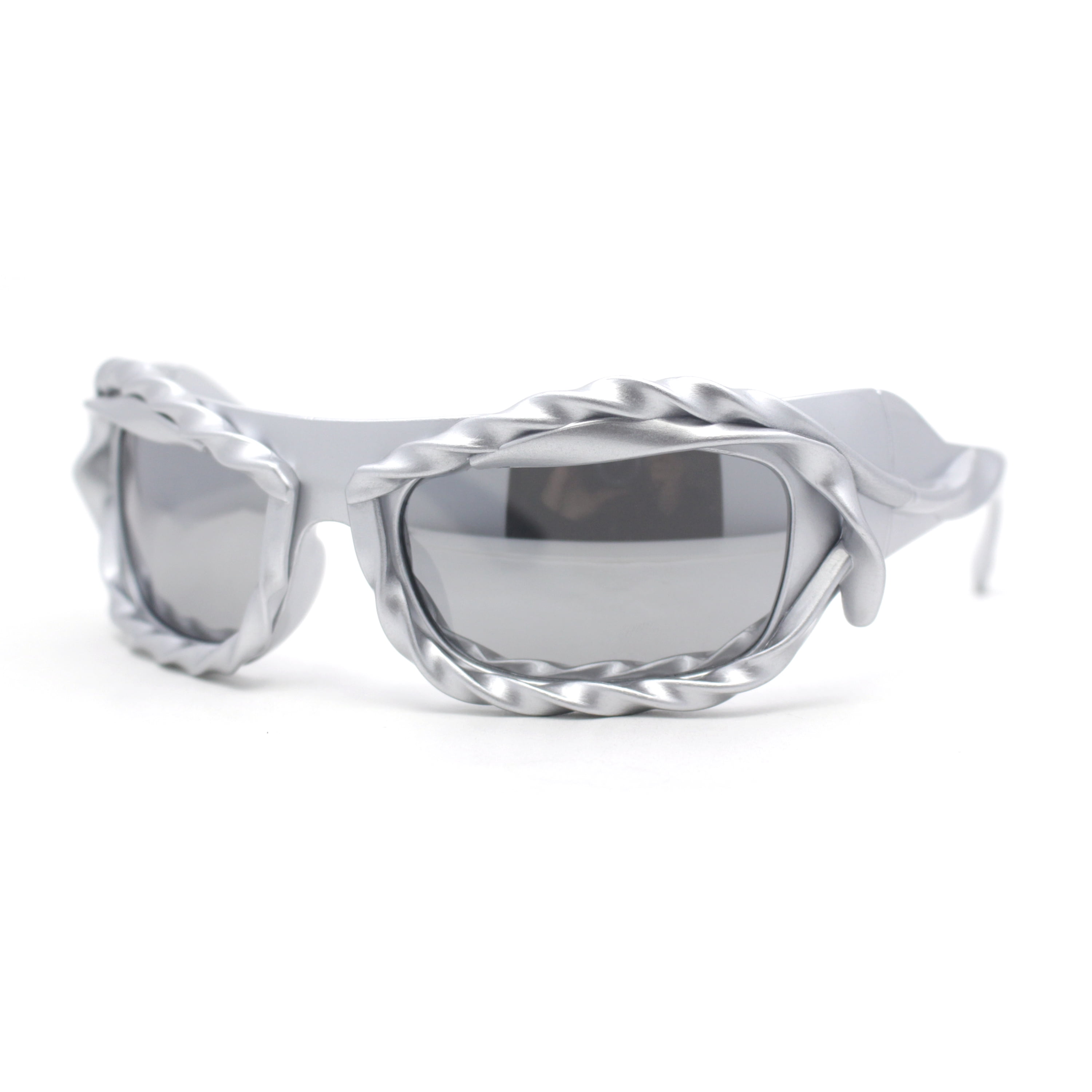 Super Funky Shoe Lace Trim Rectangular Wrap Around Plastic Sunglasses ...