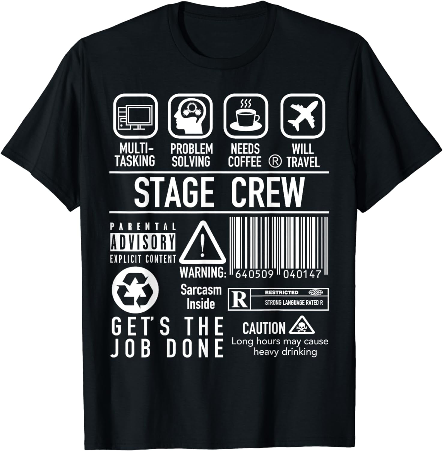 Super Funny Stage Crew shirt - Backstage Tech Week Theatre Graphic & Letter Print T-Shirt ...