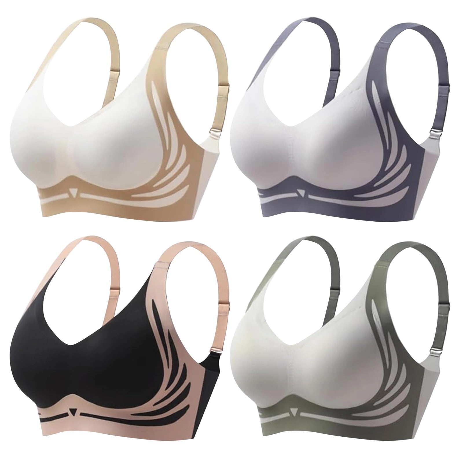 Miakty Wireless Push-Up Bra, Anti-Sagging, Comfortable, 4 Colors, L ...