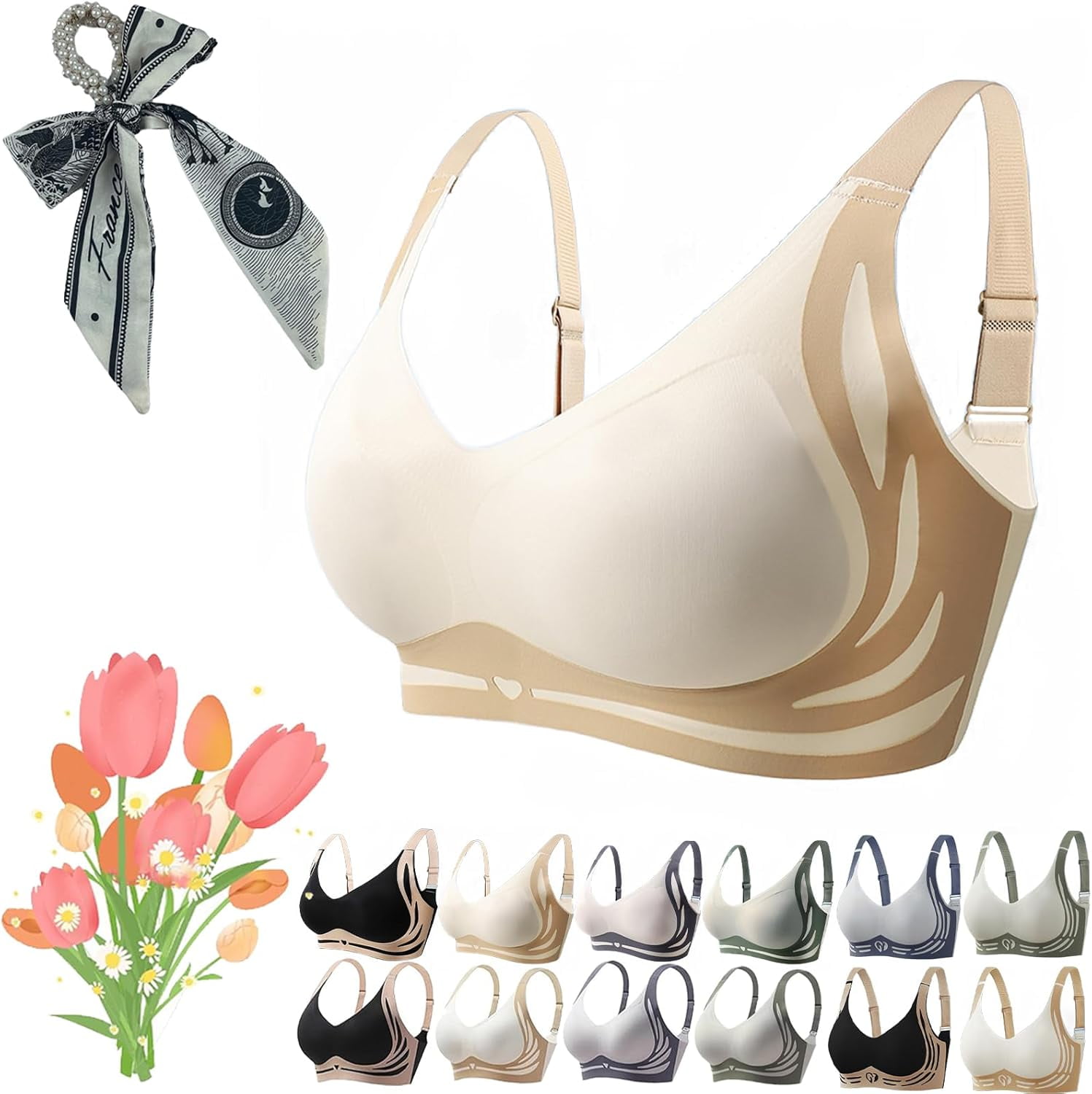 Super Gather Bra Wireless Push-up Bra, Wireless Push up Bras for Women ...