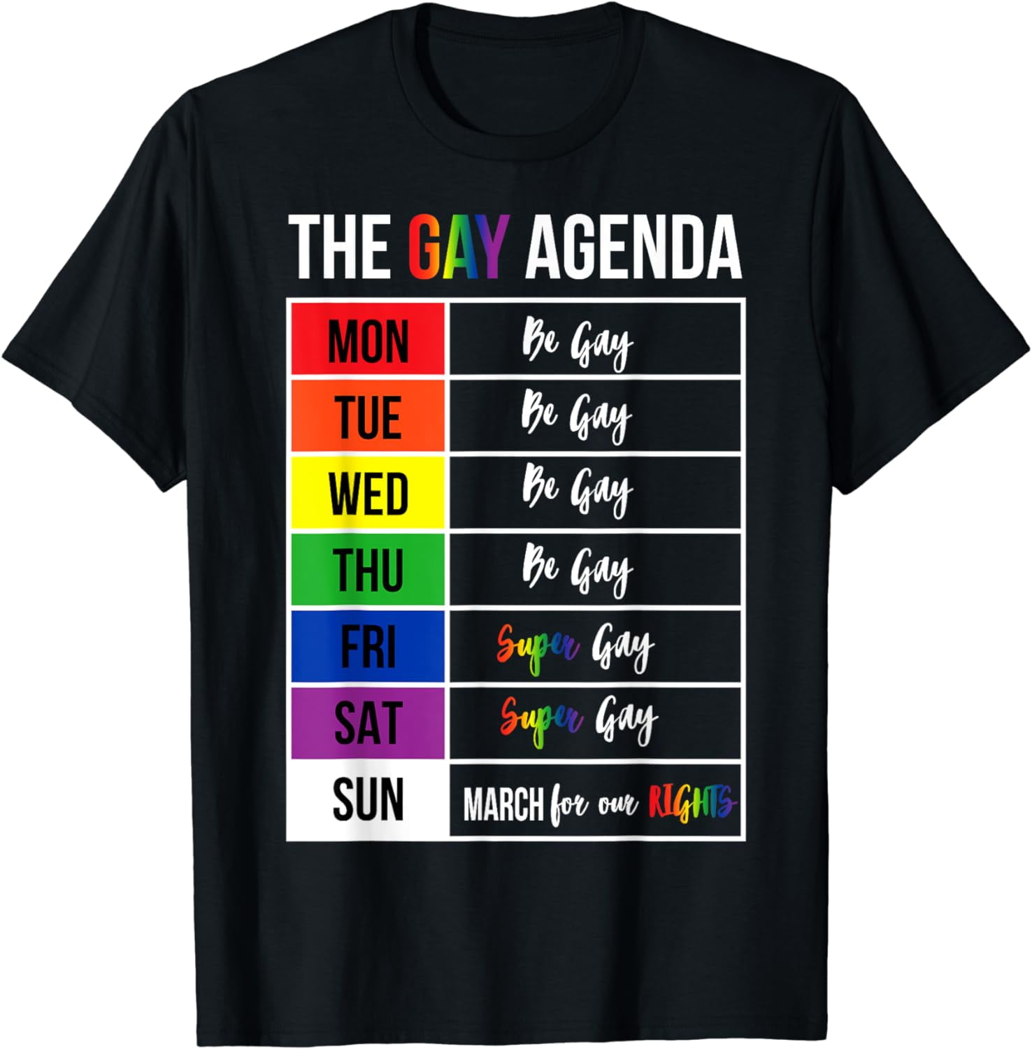 Super Gay Agenda Pride Flag LGBTQ Inspirational LGBT Gift Cotton T ...