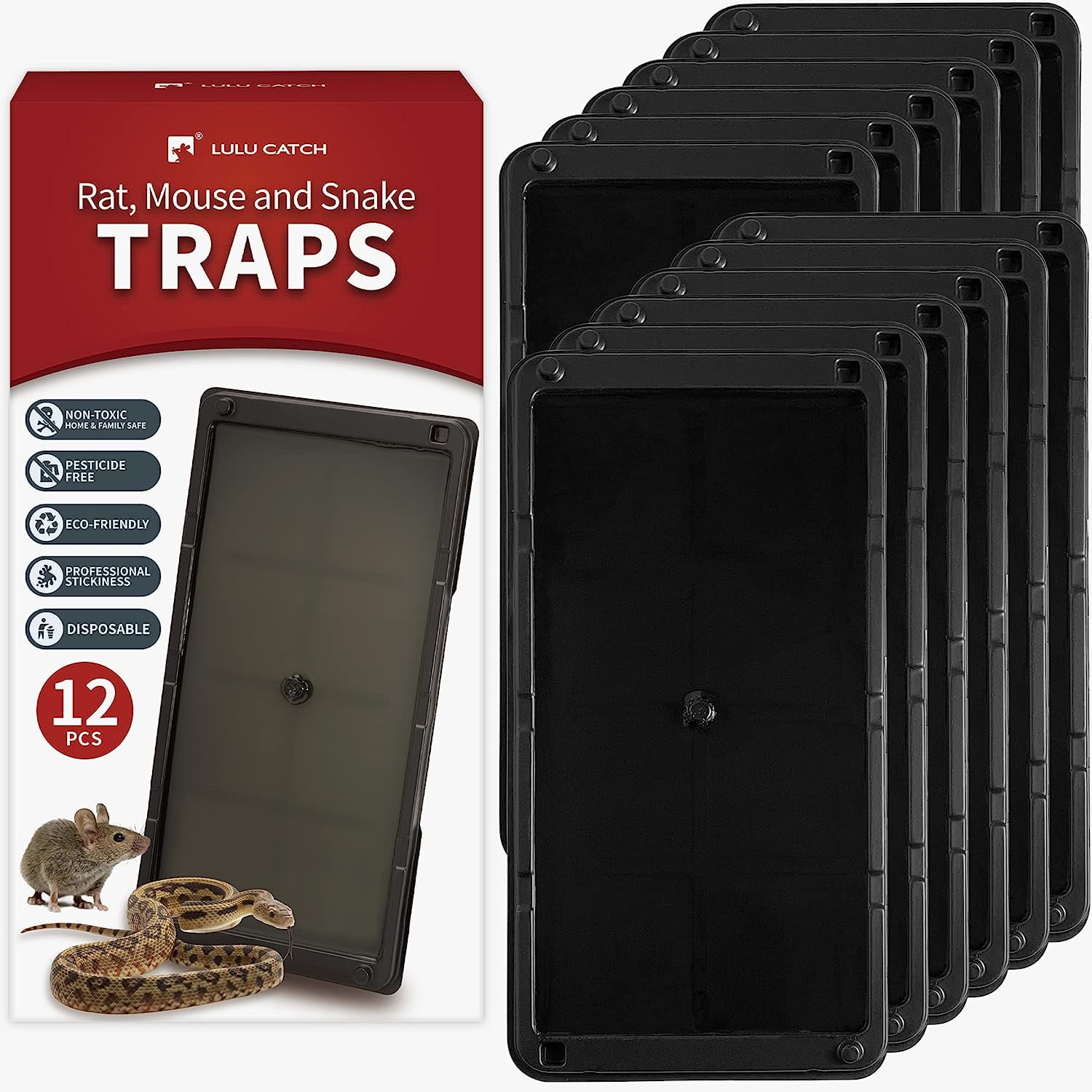 Super Glue Traps 12 Pack for Mice & Snakes, Larger, Heavier Sticky ...
