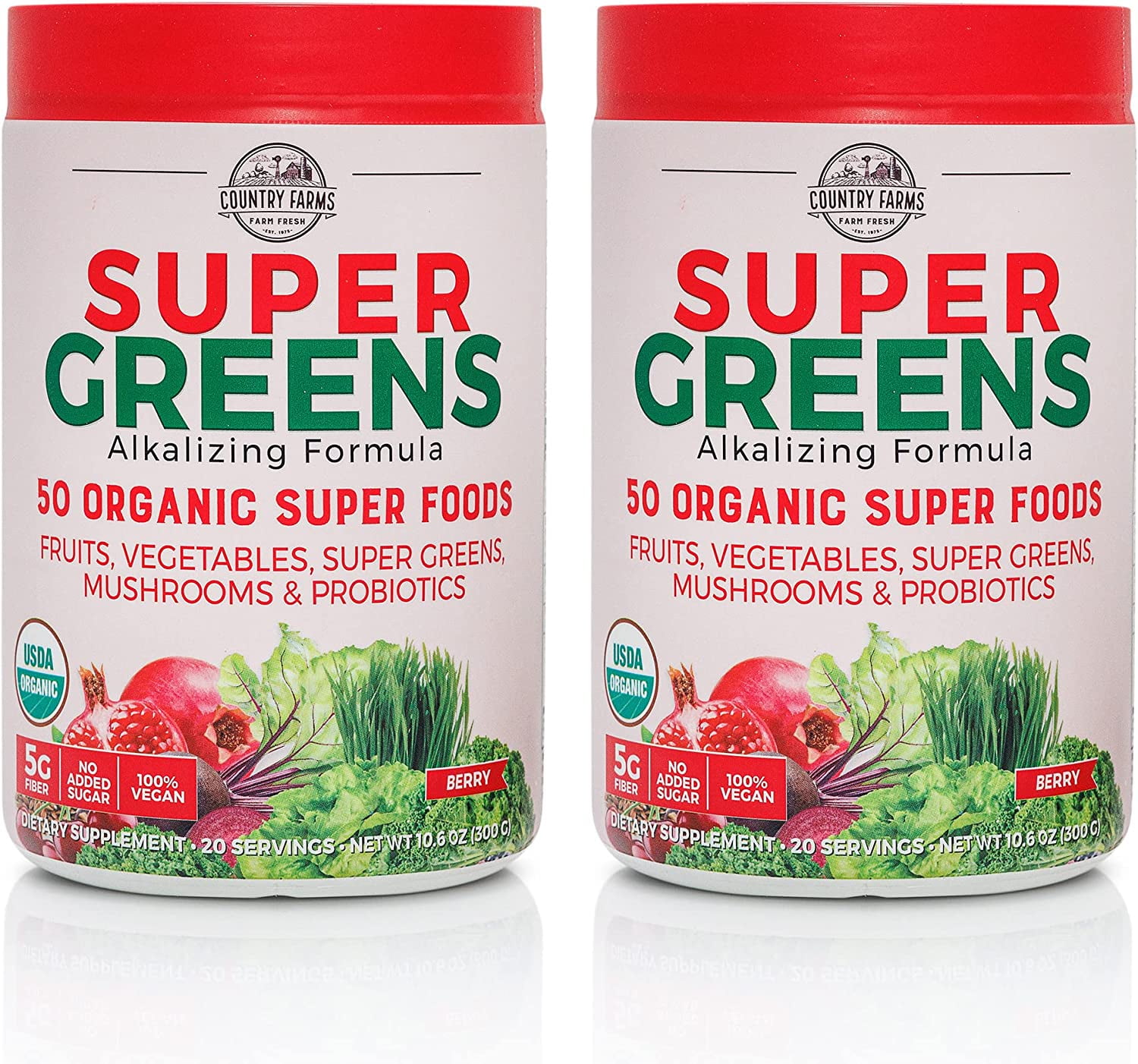 Super Greens Berry Flavor, 50 Organic Foods, Usda Drink Mix, Multicolor ...