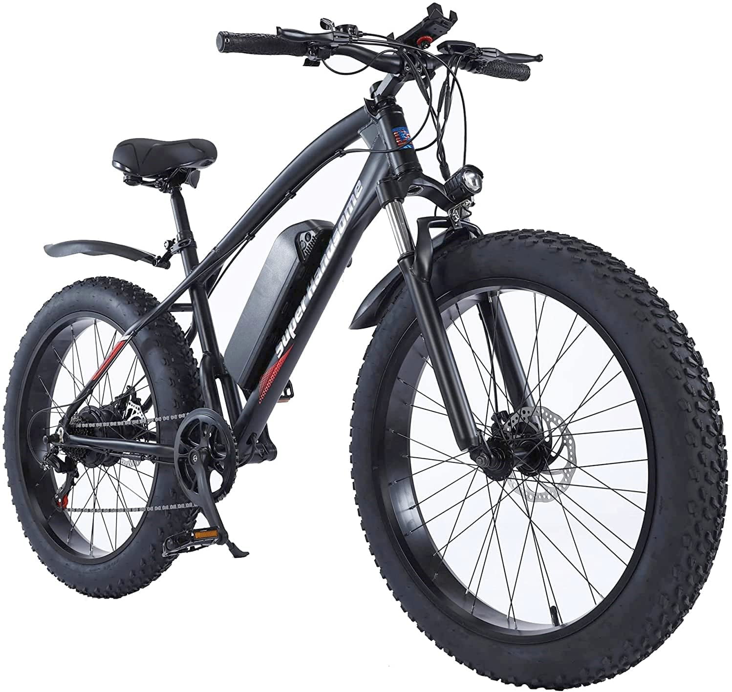 Super Handsome S1 Electric Bike for Adults 26 in Fat Tire Mountain Snow ...
