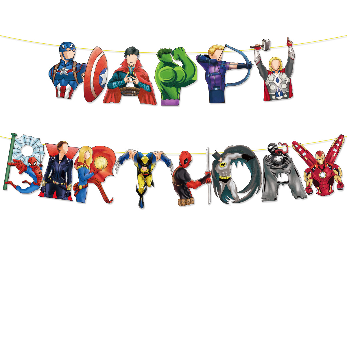 Super Hero Birthday Banner Cartoon Happy Birthday banner Happy Birthday ...
