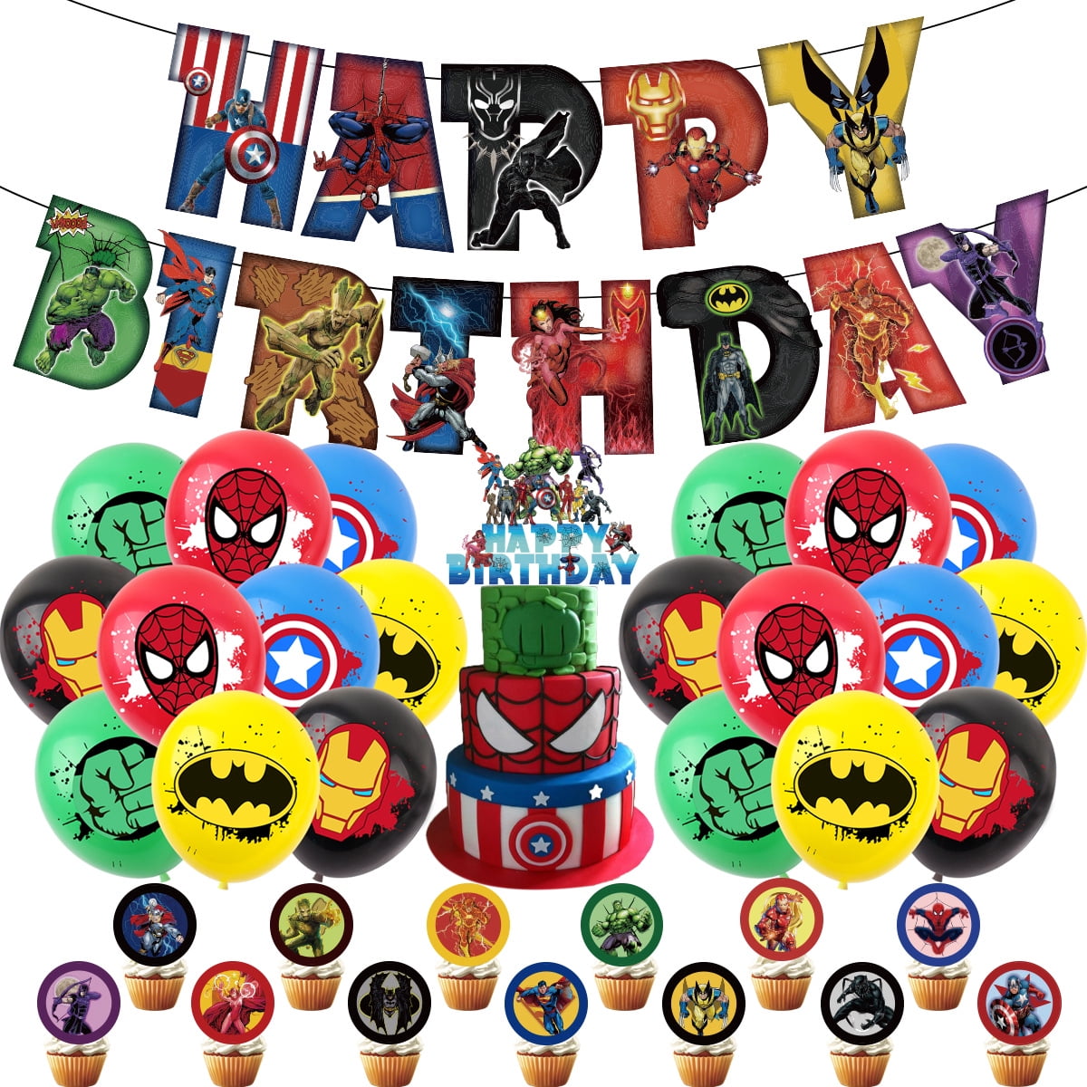 Super Hero Birthday Party Decorations, Cute Cartoon Theme Style Party ...