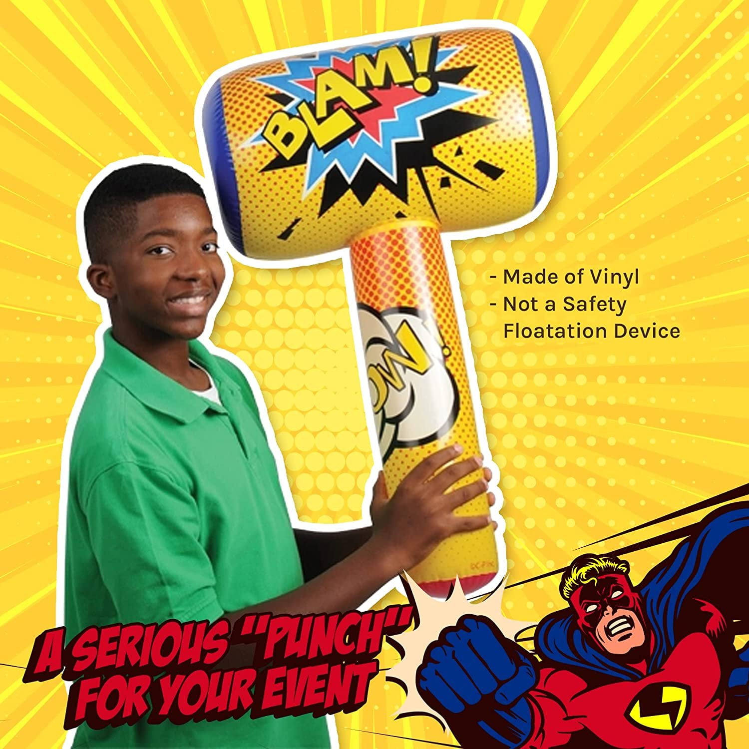 US Toy Comic Book Superhero Big Bobber Inflatable Hammer Kid's Costume ...