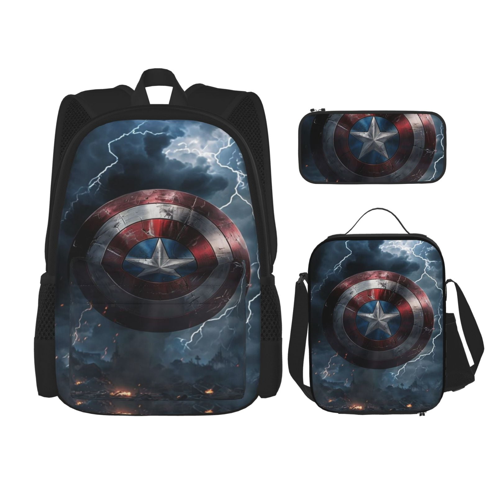 Super Hero Captain America Backpack Combination 3-Piece Sports Backpack ...