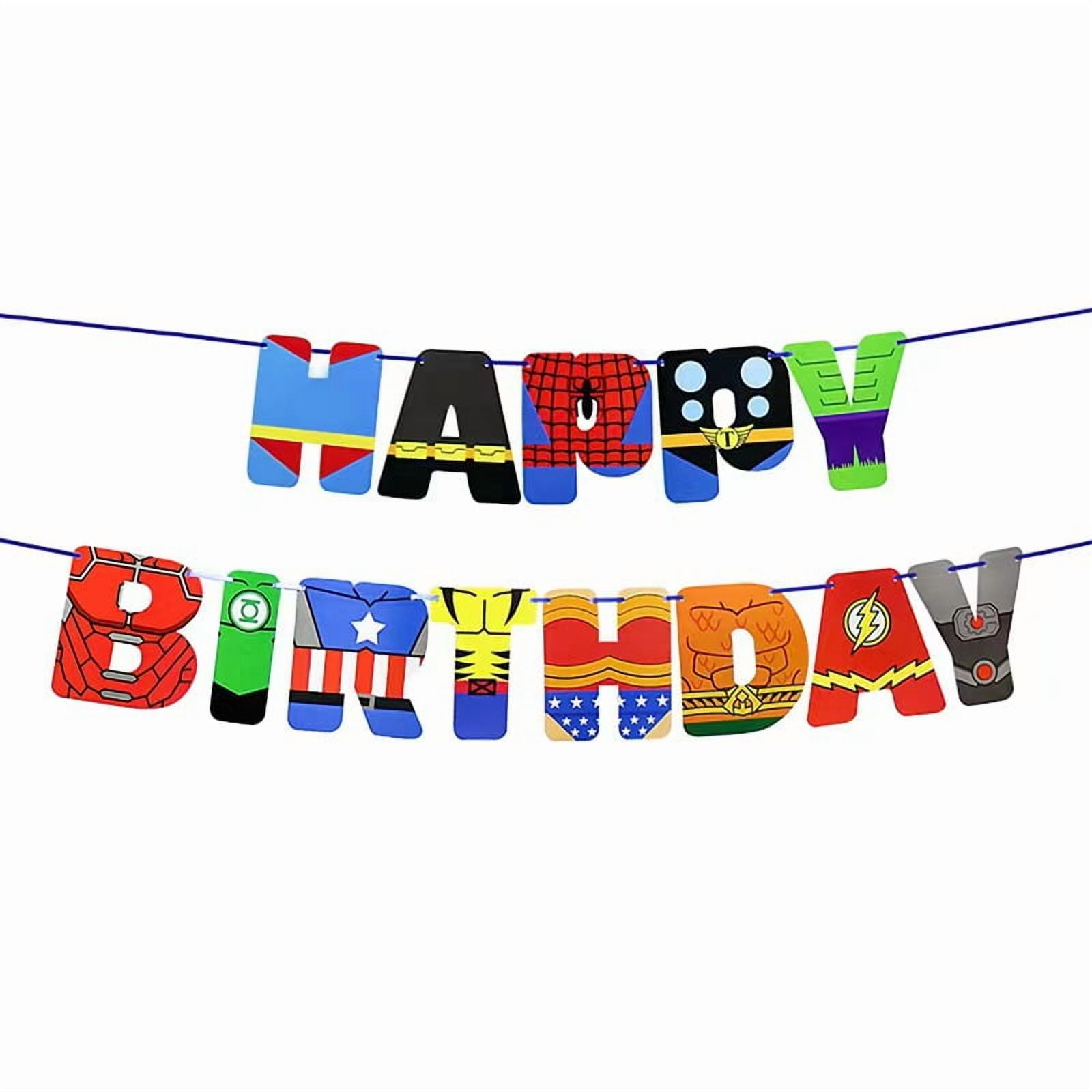 Super Hero Happy Birthday Banner Birthday Party Decorations Party ...