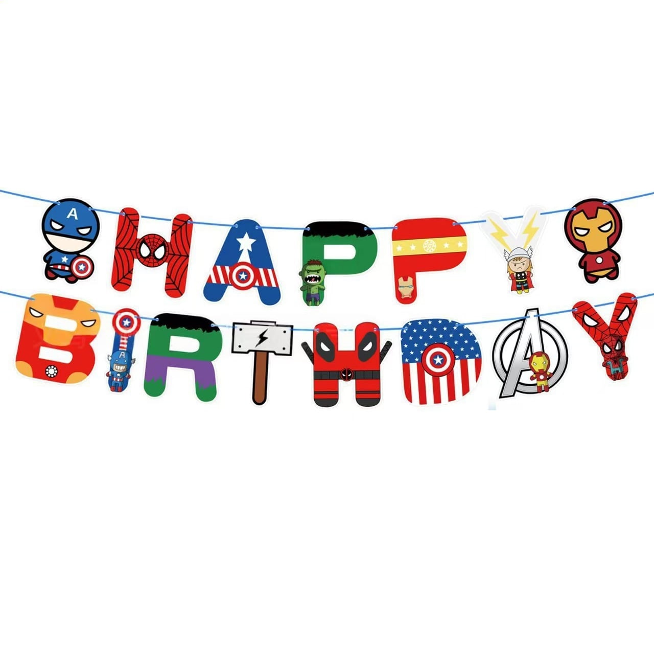 Super Hero Happy Birthday Banner Themed Party Signs for Boys Girls ...
