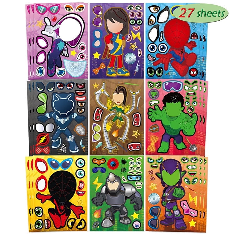 Super Hero Spidey Inspired Make-a-face Stickers,Spidey Make You Own ...