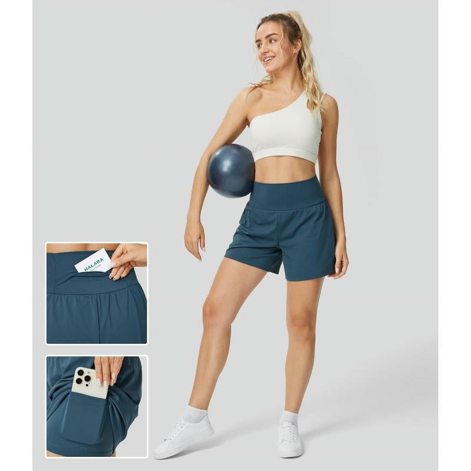 Super High Waisted Back Pocket & Side Hidden Pocket 2-in-1 Yoga Shorts ...