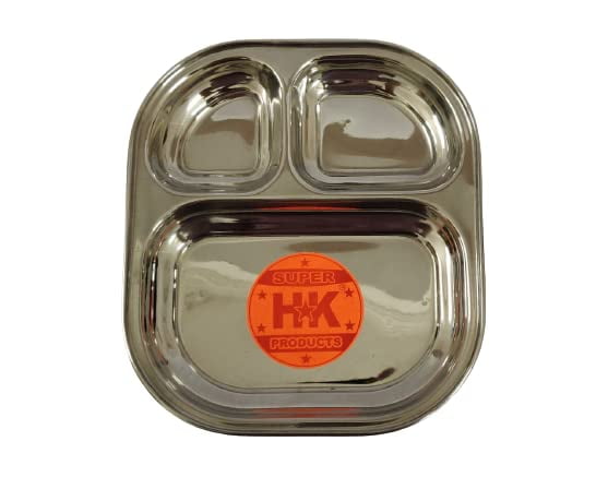 Super Hk Stainless Steel 3 In 1 - Three Compartment Divided Dinner ...