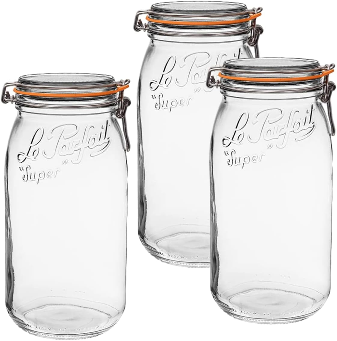 Super Jar, Canning Jar, 3L French Glass Canning Jar with Round Body, Glass Jars with Airtight ...