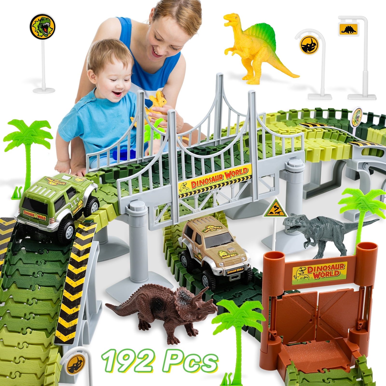Super Joy Dinosaur Race Car Track Set for Kids Ages 3-9 - 20+ Piece ...