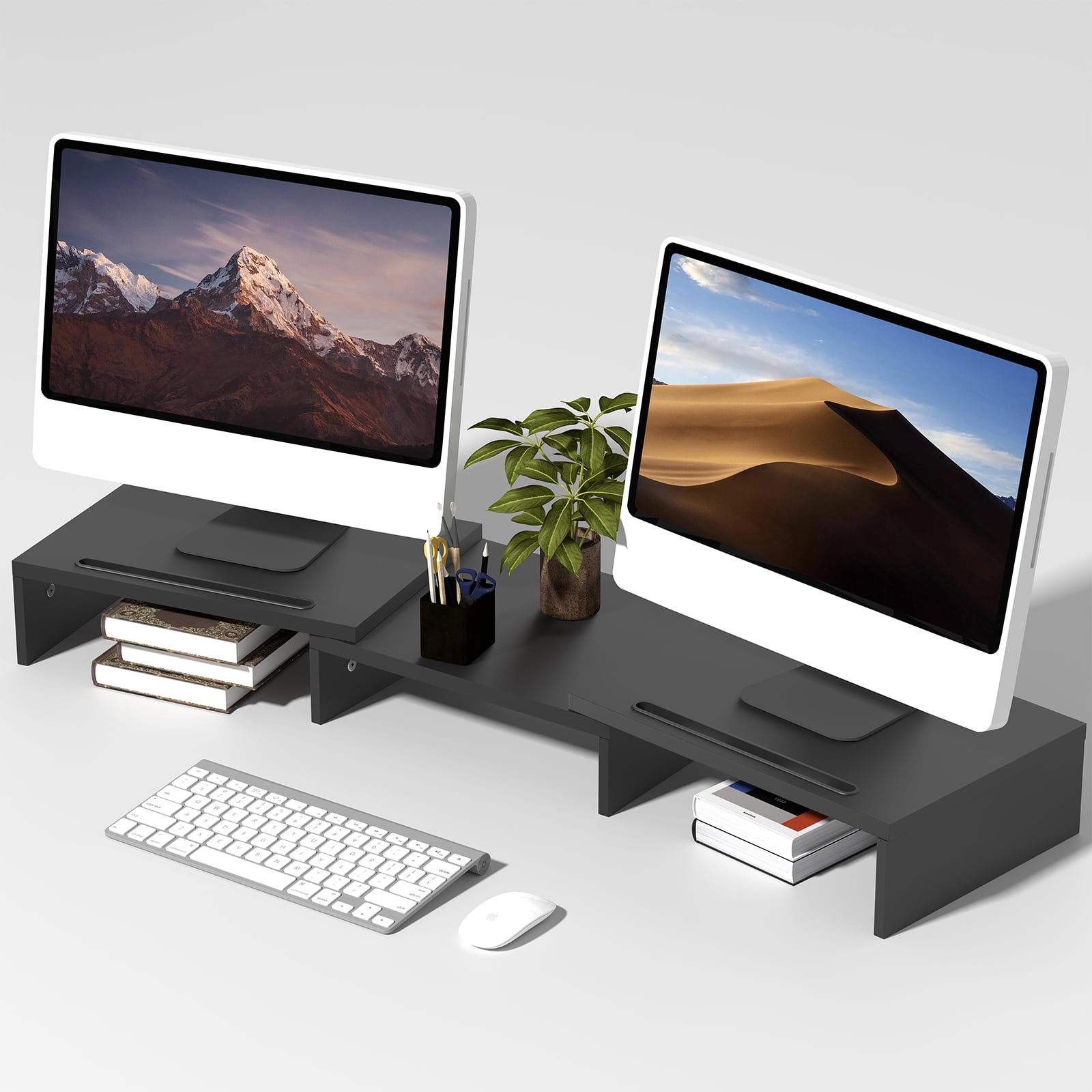 Super Joy Adjustable Dual Monitor Stand Riser, Desk Organizer for 2 ...