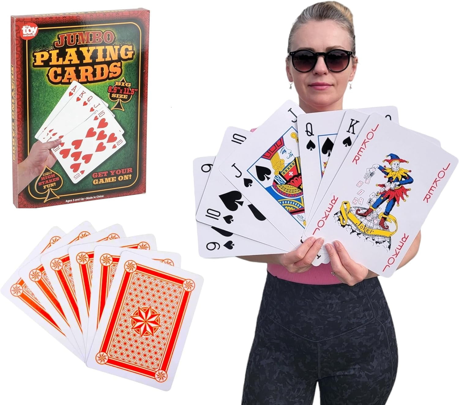 Super Jumbo Poker, Bridge Playing Cards Deck (8" X 11") 54 Cards. Giant ...