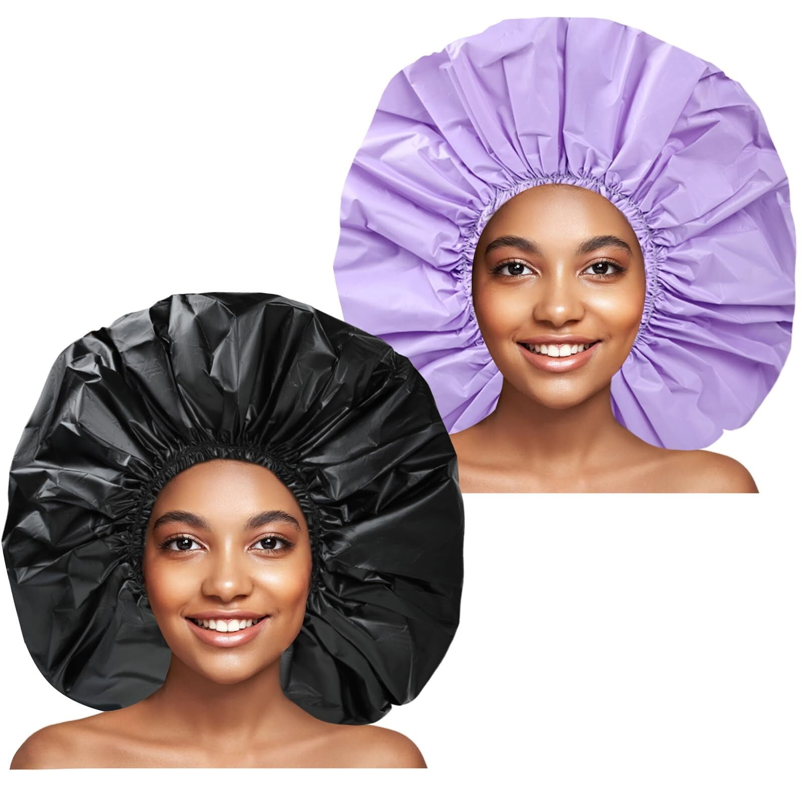 Super Jumbo Shower Cap 2 PCS Waterproof Shower Caps for Women, Extra ...
