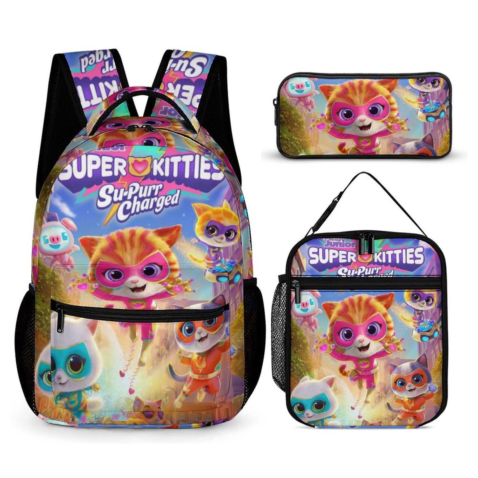 Super Kitties 3 Piece Backpack Set School Bag Combination Travel ...
