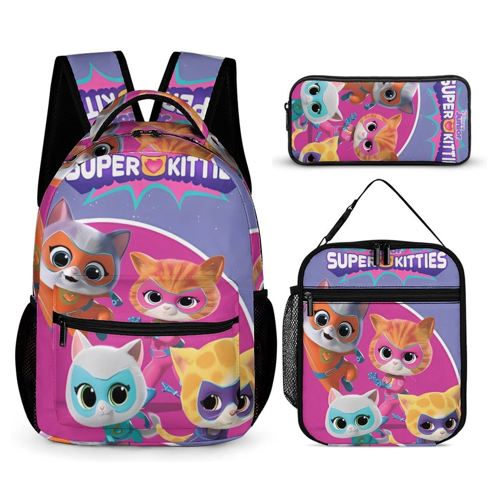 Super Kitties 3 Piece Backpack Set School Bag Combination Travel ...