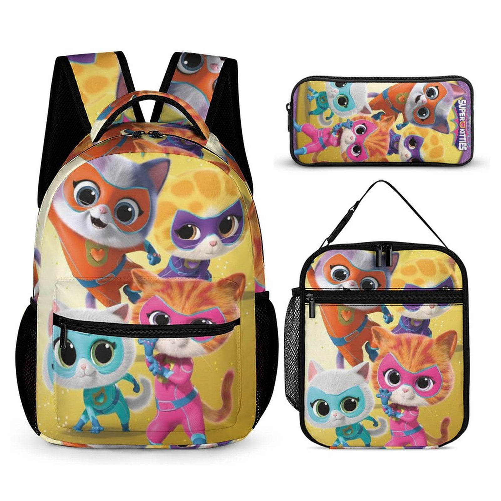 Super Kitties 3 Piece Backpack Set School Bag Combination Travel ...
