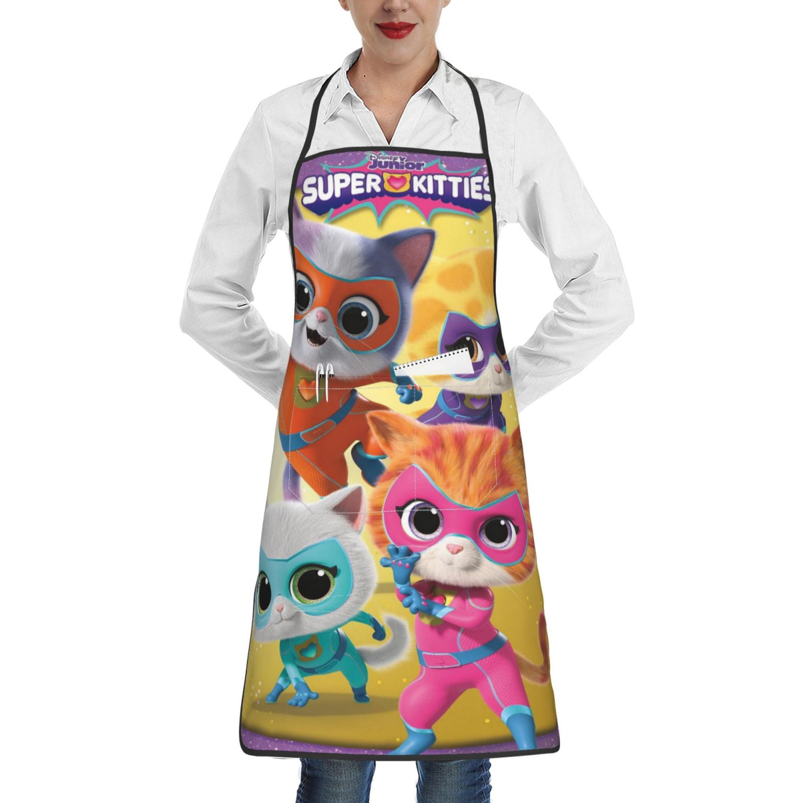 Super Kitties Adjustable Bib Aprons, Waterdrop Resistant Apron with 2 ...