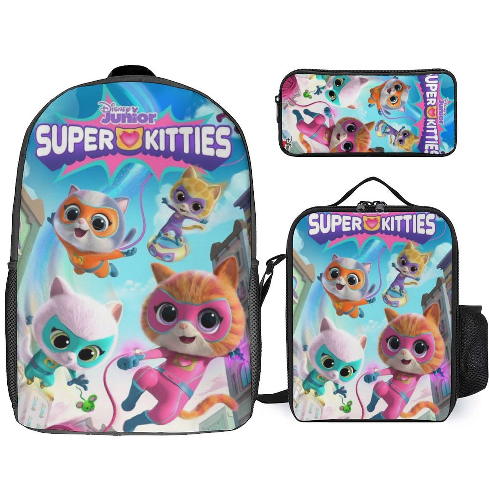 Super Kitties Backpack 3 Piece Set Bookbag Fashion Pattern School Bag ...