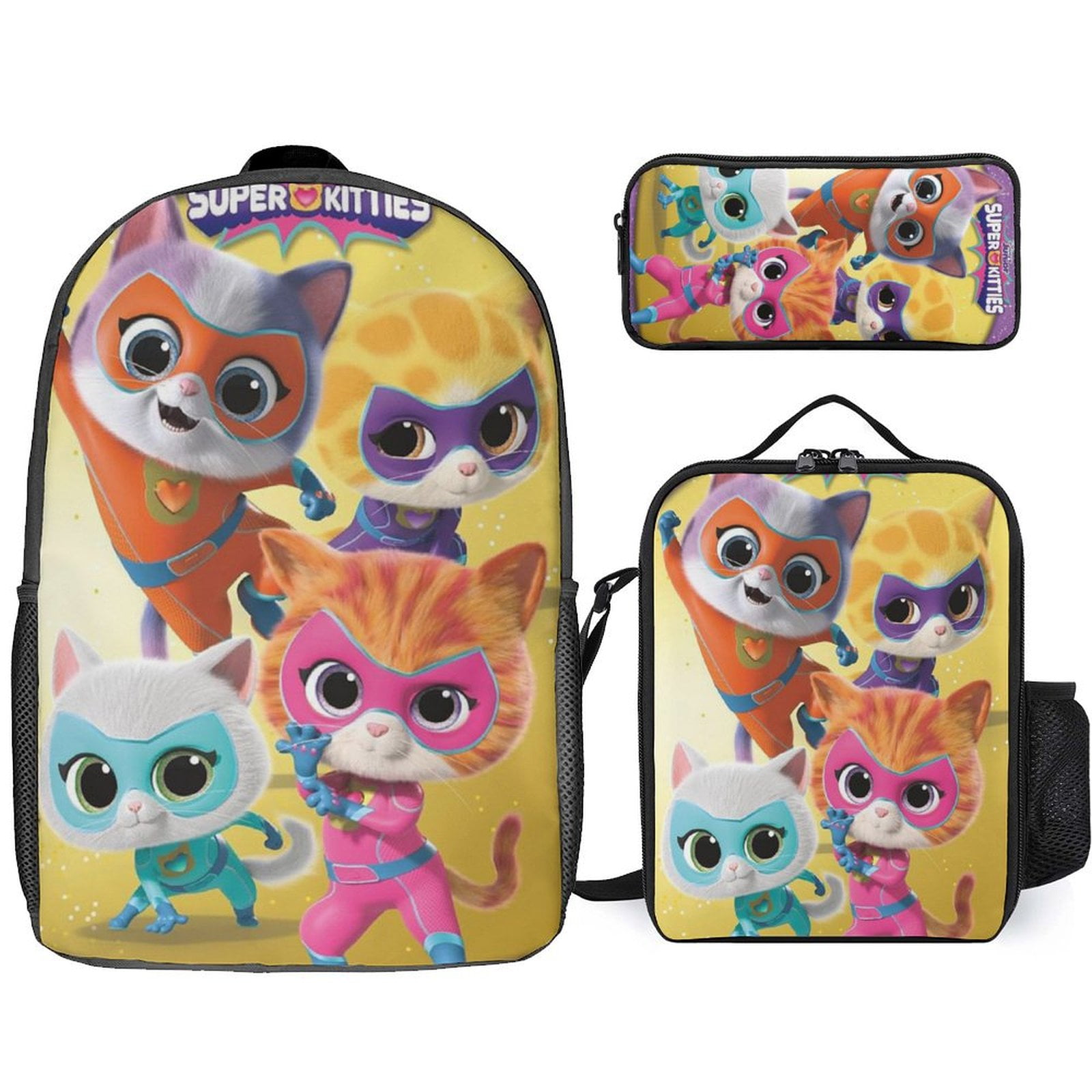 Super Kitties Backpack 3 Piece Set Bookbag Fashion Pattern School Bag ...
