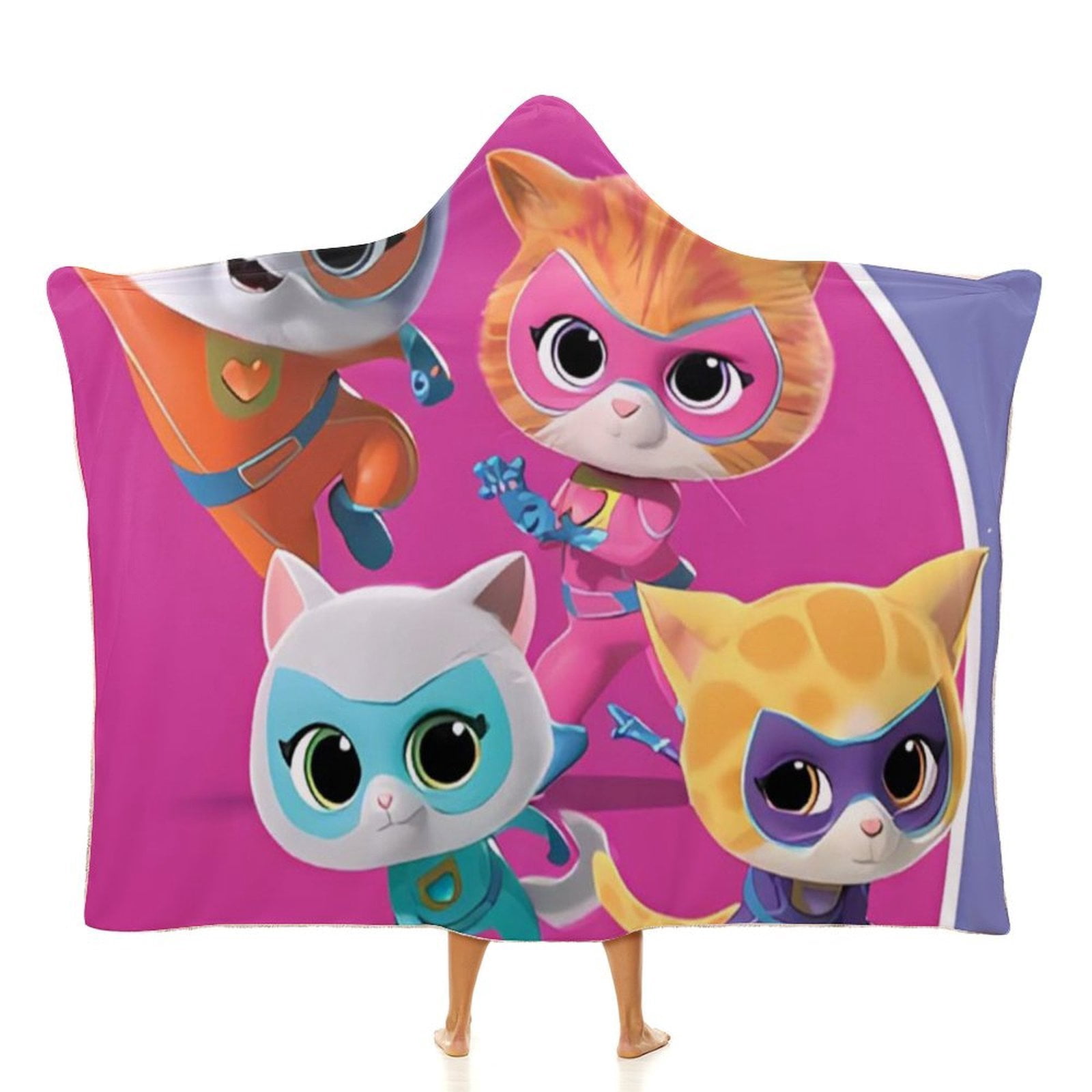 Super Kitties Cloak Hooded Blanket Soft Wearable Blanket Hoodie Throw ...