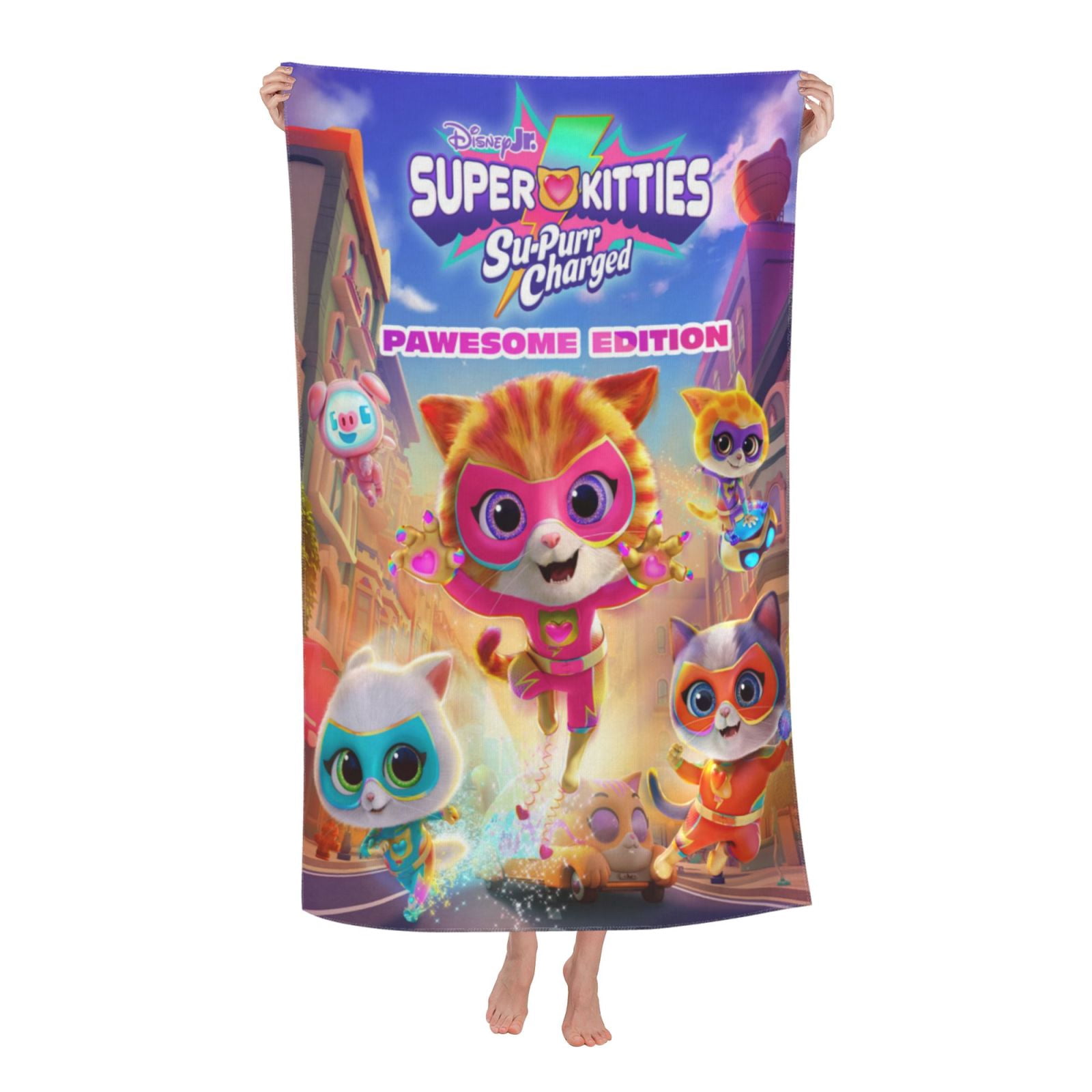 Super-Kitties Fade-Resistant Print Bath Towels Soft Absorbent Large ...