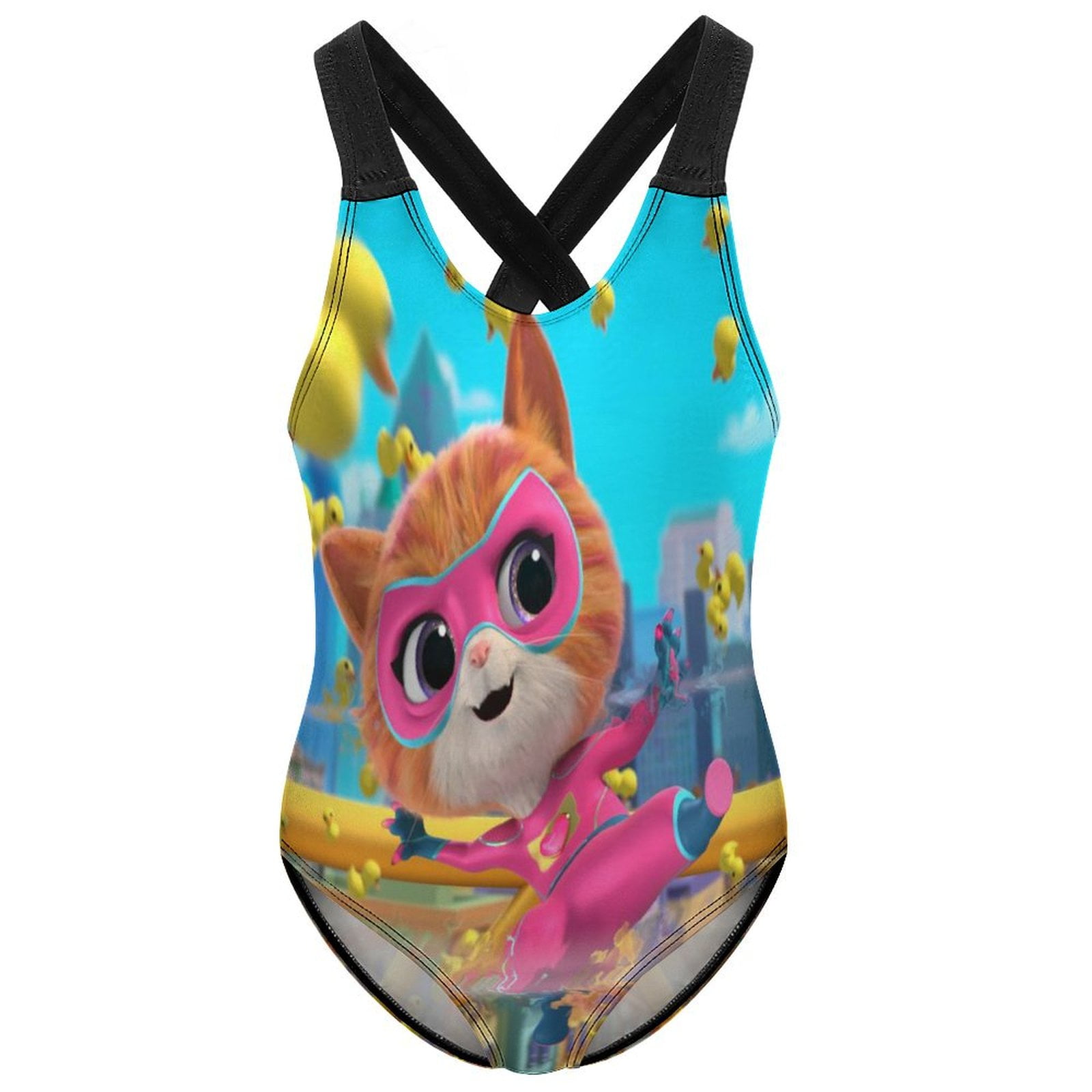 Super Kitti-e Girls Swimwear Cartoon Cross Shoulder Swimsuit Bathing ...