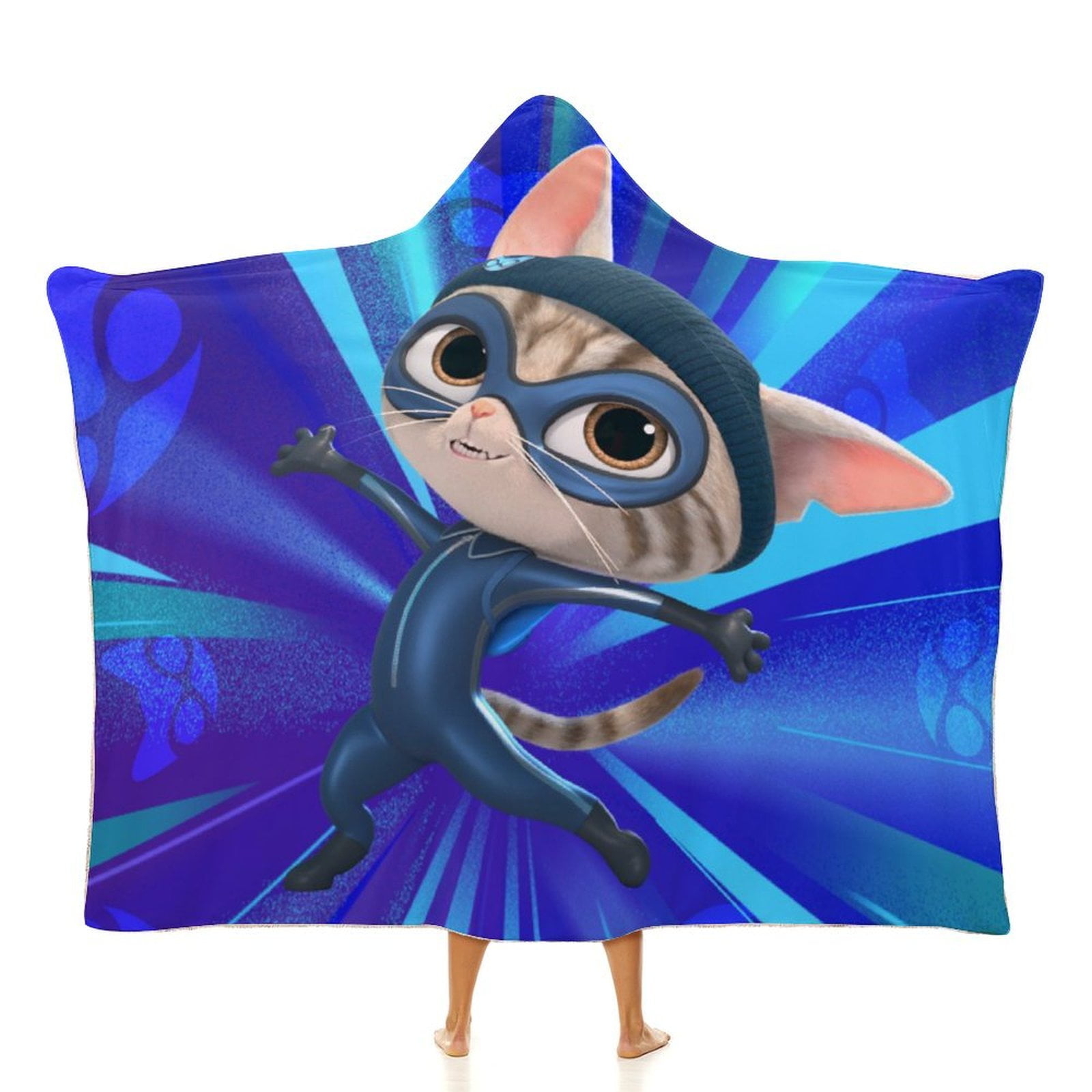 Super Kitti-e Hooded Blanket Soft Fleece Flannel Throw Wearable Blanket ...
