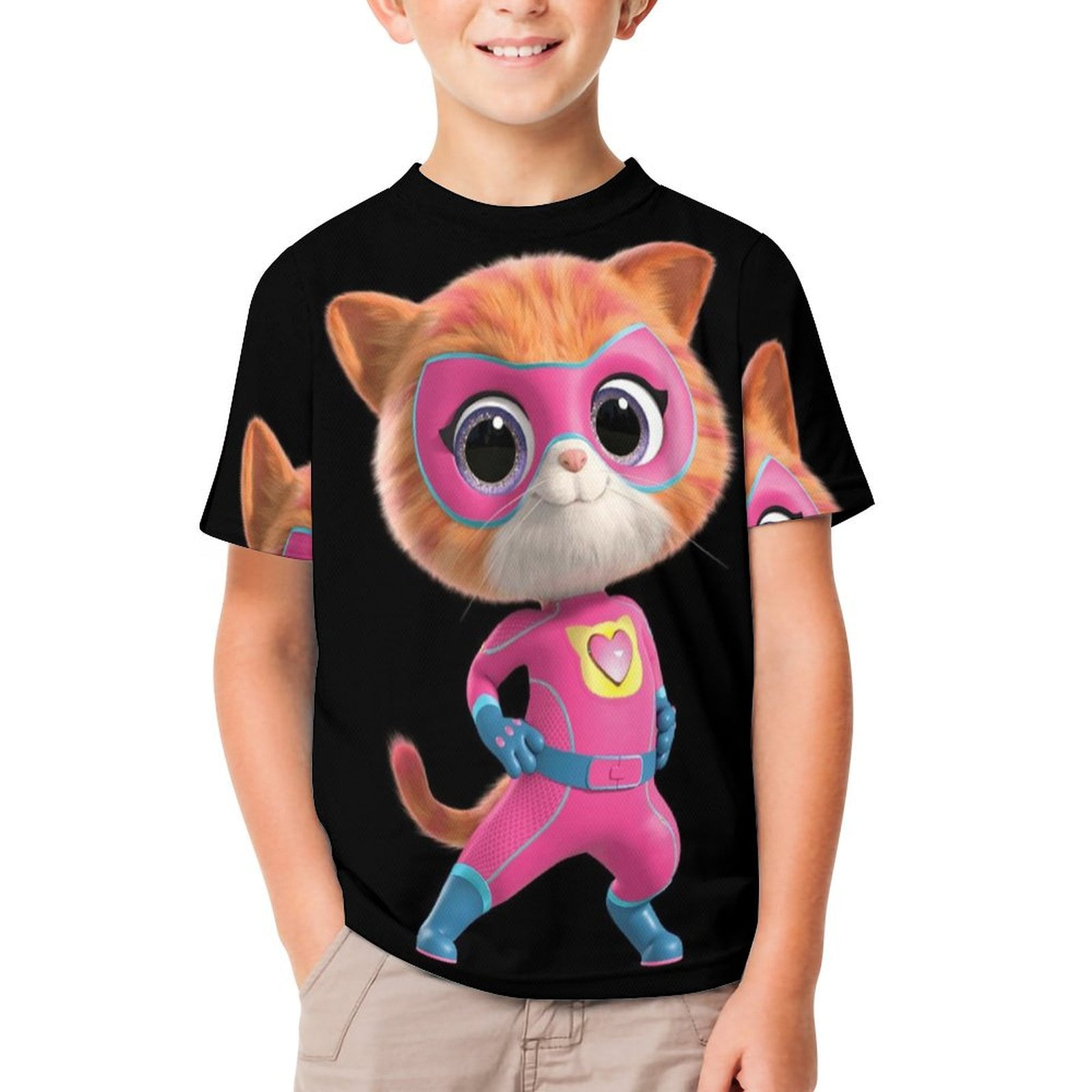 Super Kitties Kid Shirts Unisex Casual Tops 3D Print Graphic Tees Short ...
