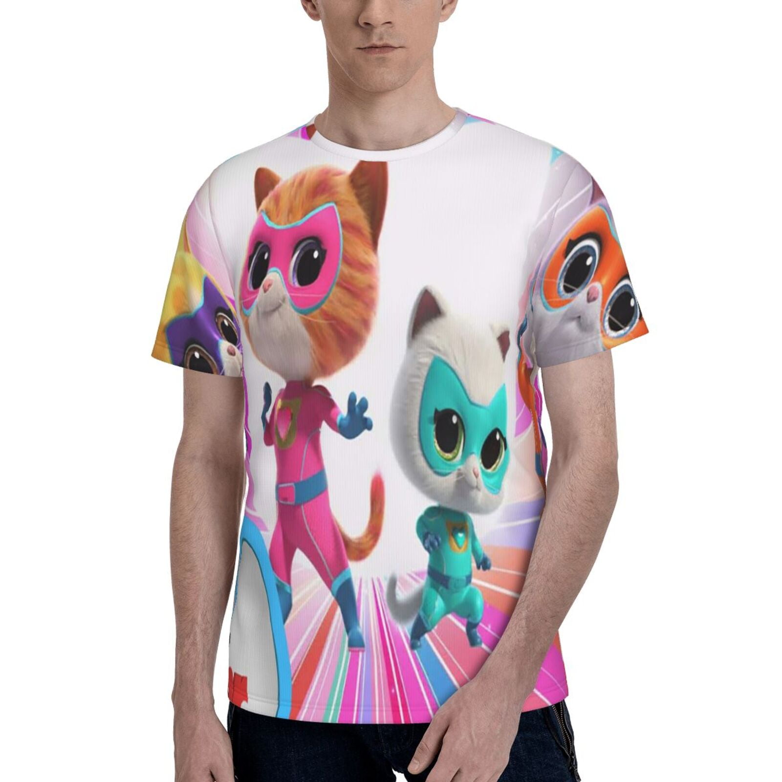 Super Kitties Mens 3d Graphic Print Shirts Casual Short Sleeve Tee Shirts - Walmart.com