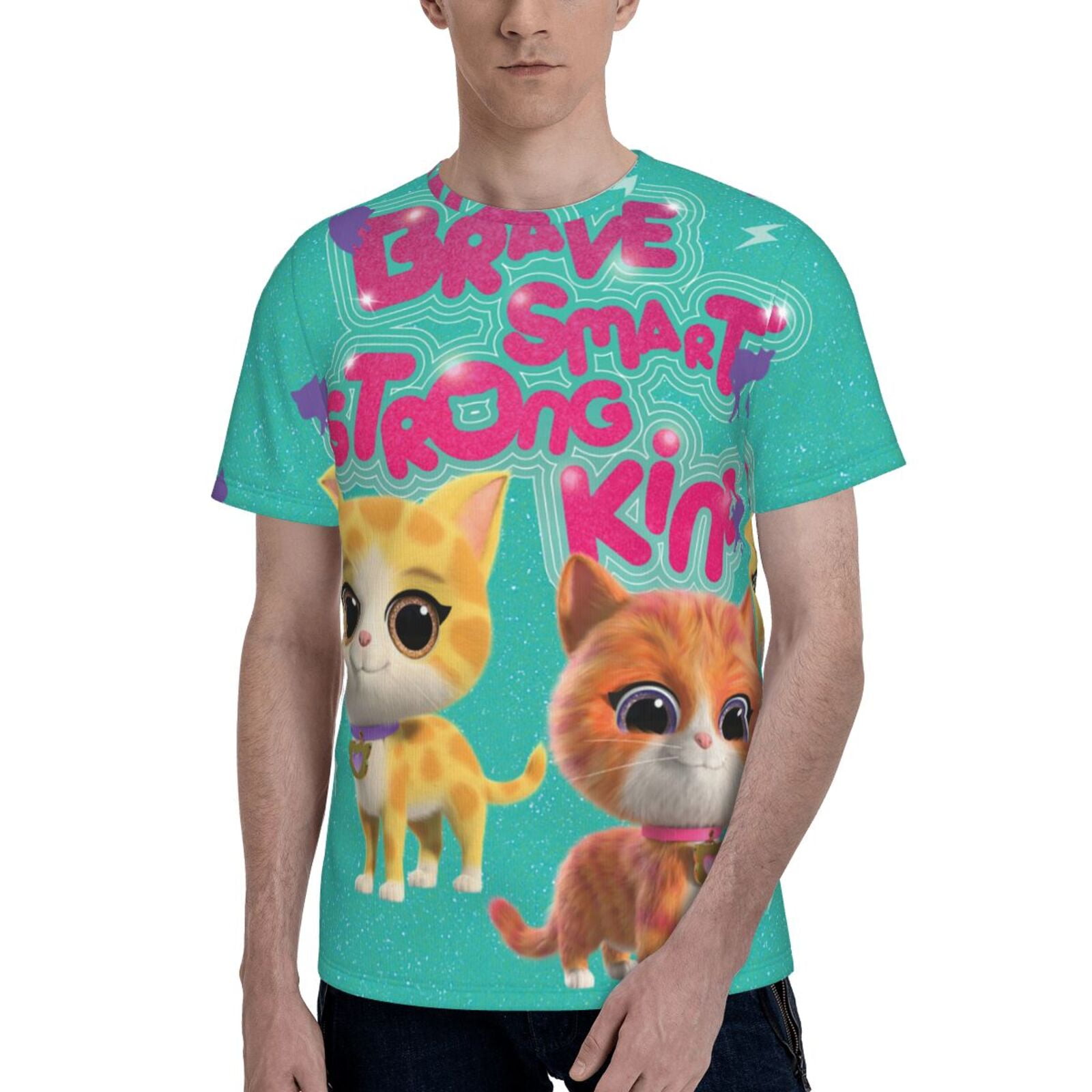 Super Kitties Mens 3d Graphic Print Shirts Casual Short Sleeve Tee Shirts - Walmart.com