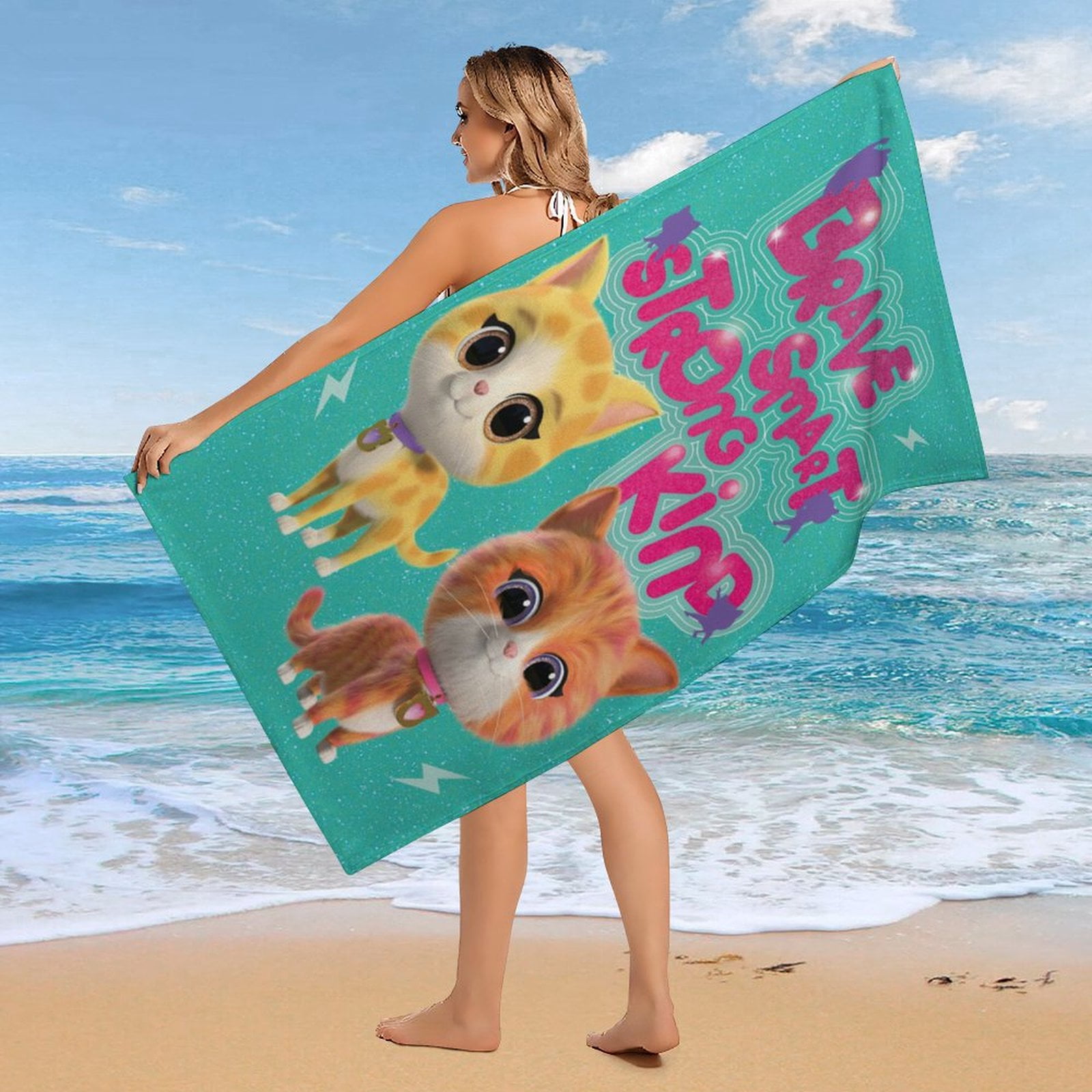 Super Kitties Microfiber Beach Towel Oversized Lightweight Quick Dry Sand Free Large Towels for ...