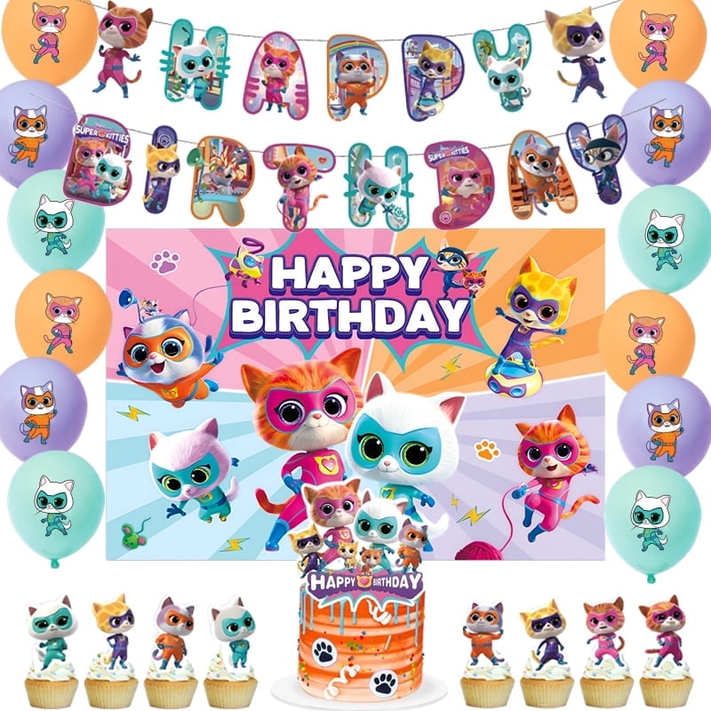 Super Kitties Party Supplies Pack Includes,Banner,Cake Topper ...