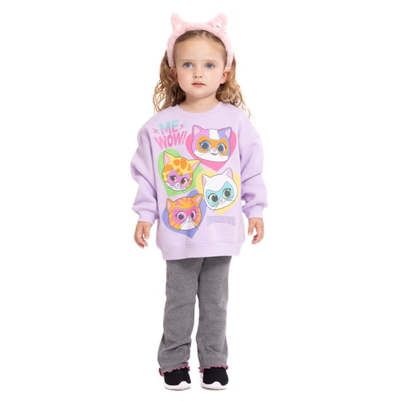 Super Kitties Toddler Girls Printed Crewneck Sweatshirt and Flare ...