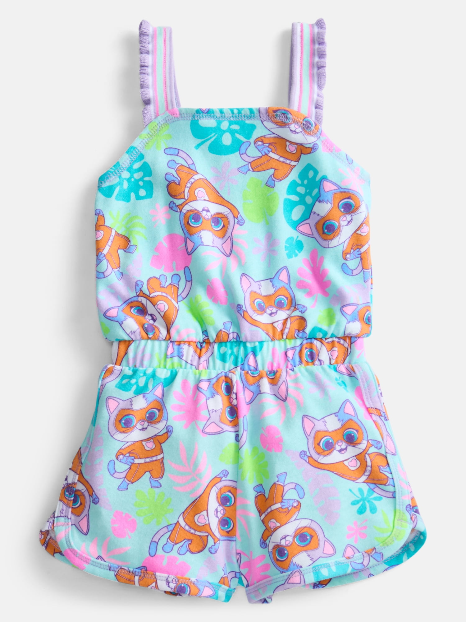 SuperKitties Toddler Girls Sleeveless Graphic Romper, Sizes 12M-5T ...