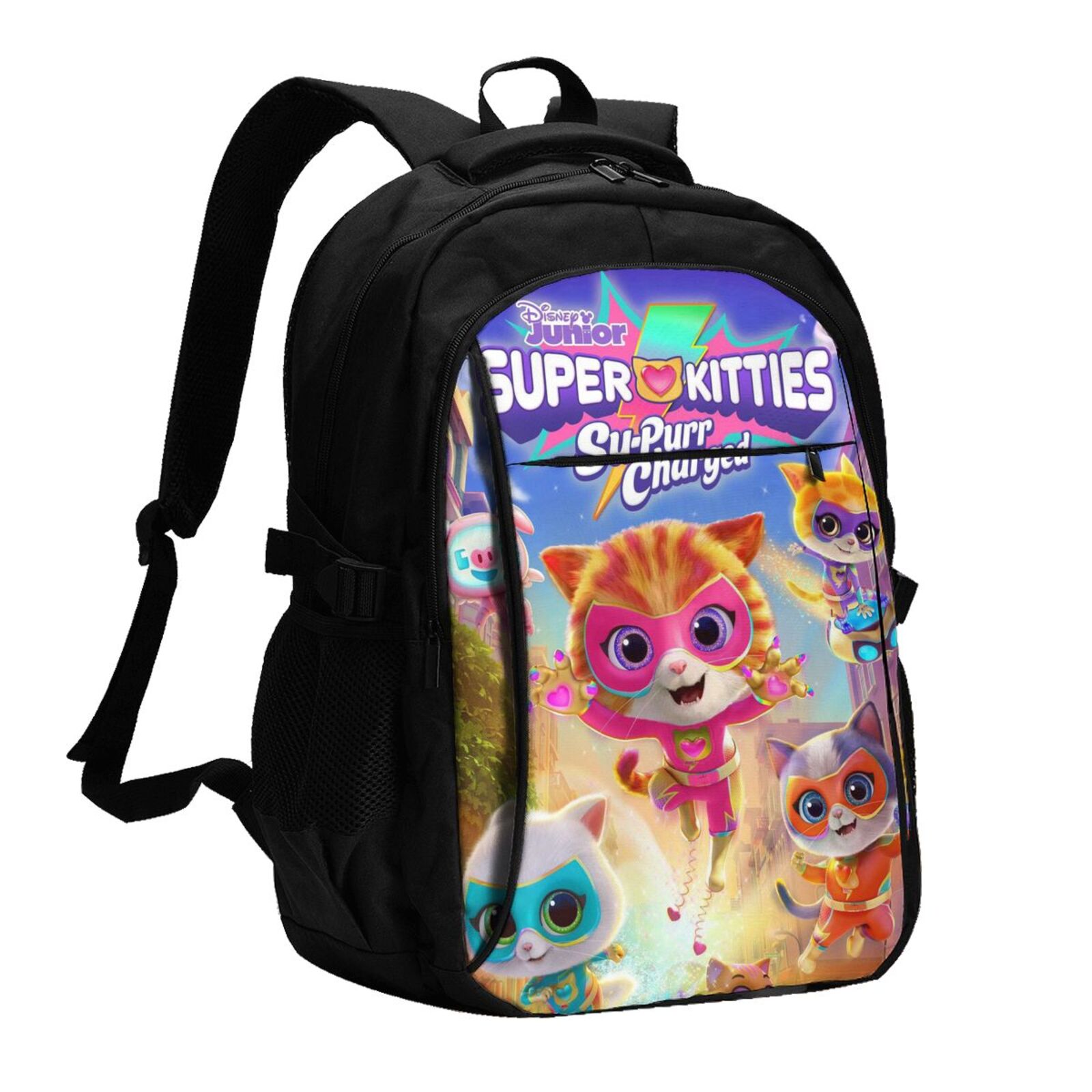 Super Kitties Travel Backpack With Usb Port Stylish Unisex Hiking ...