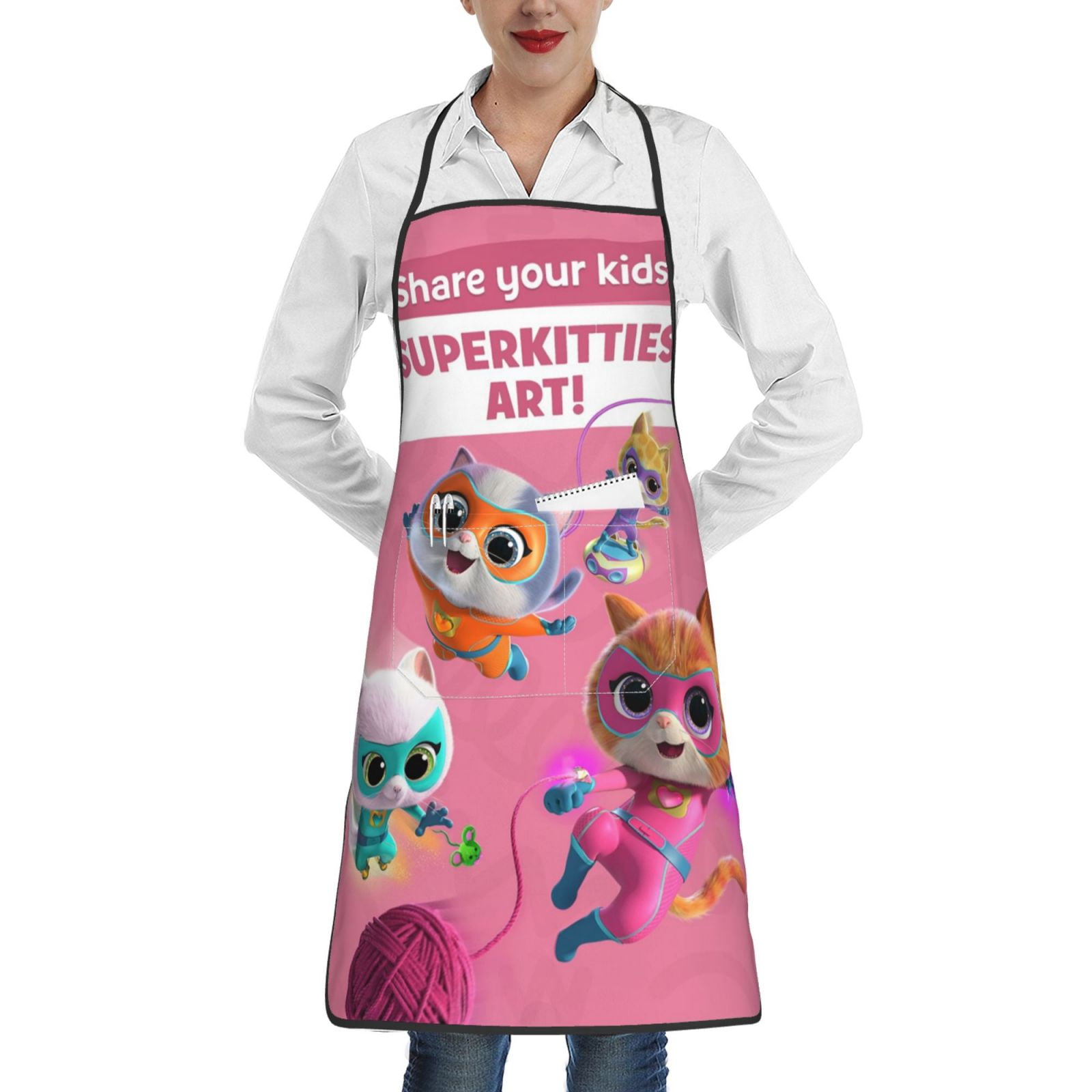 Super Kitties Waterproof Cooking Aprons, Adjustable Bib Soft Chef Apron ...