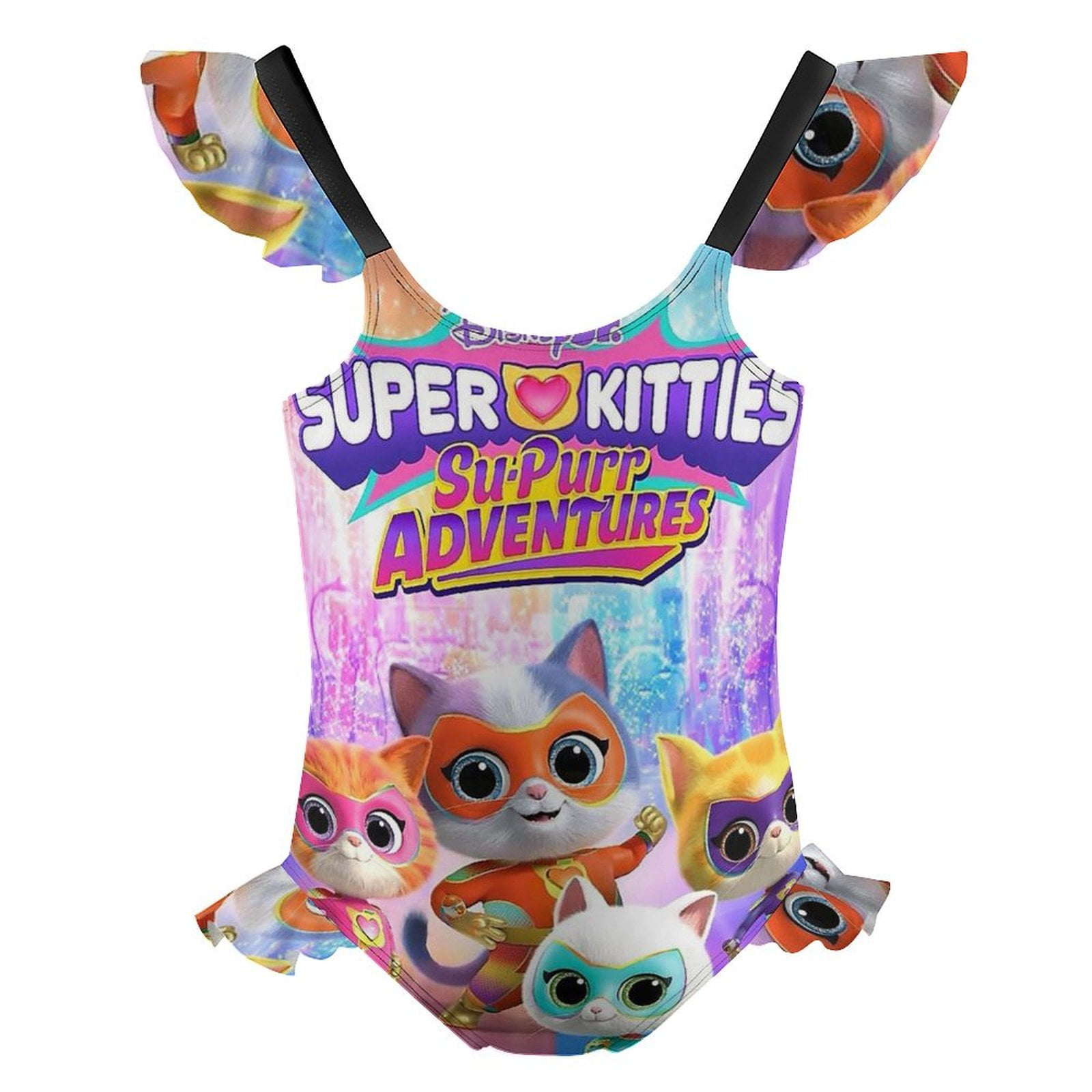 Super Kitties swimsuit for Girl Cute Teen Girls One Piece Ruffle Trim ...