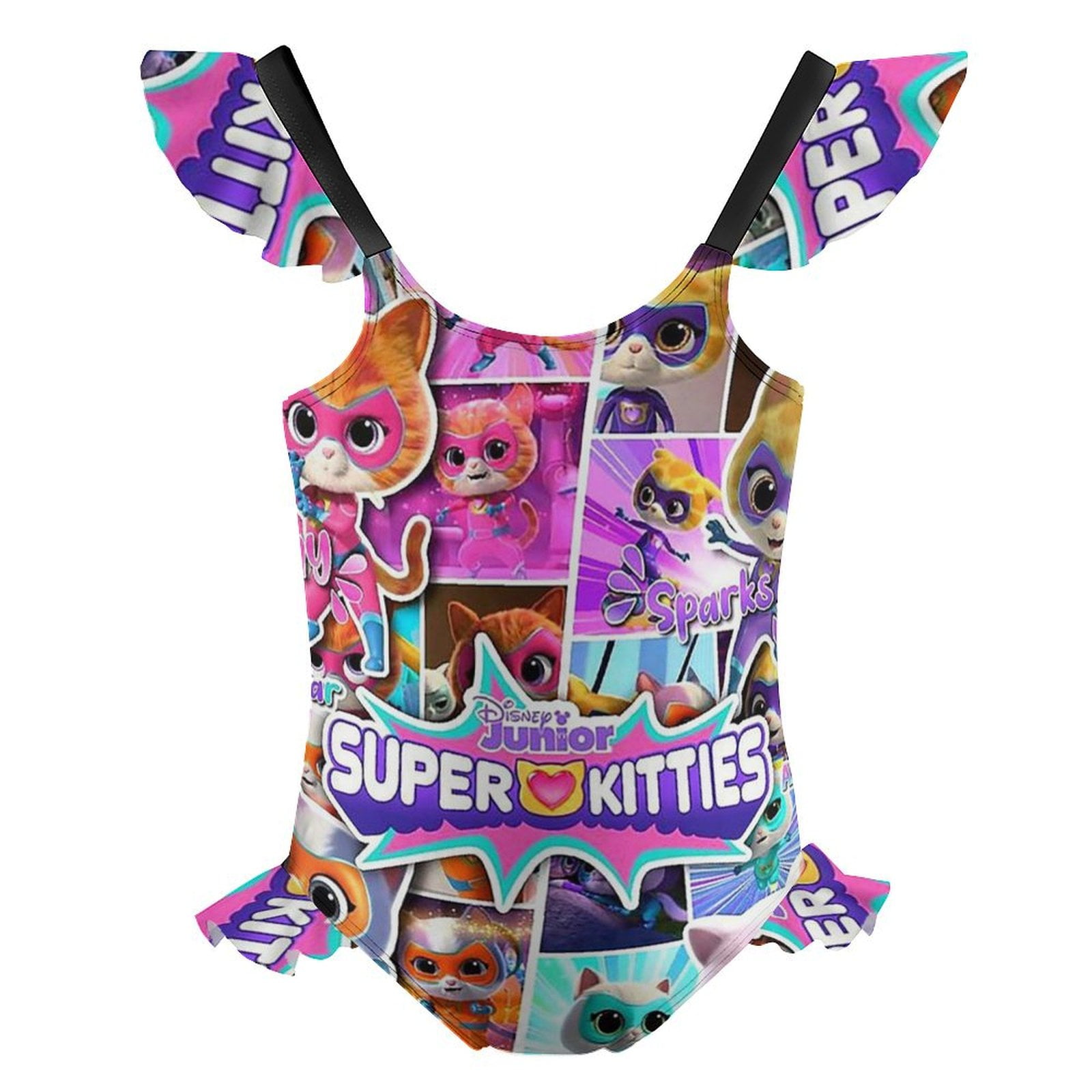Super Kitties swimsuit for Girl Cute Teen Girls One Piece Ruffle Trim ...