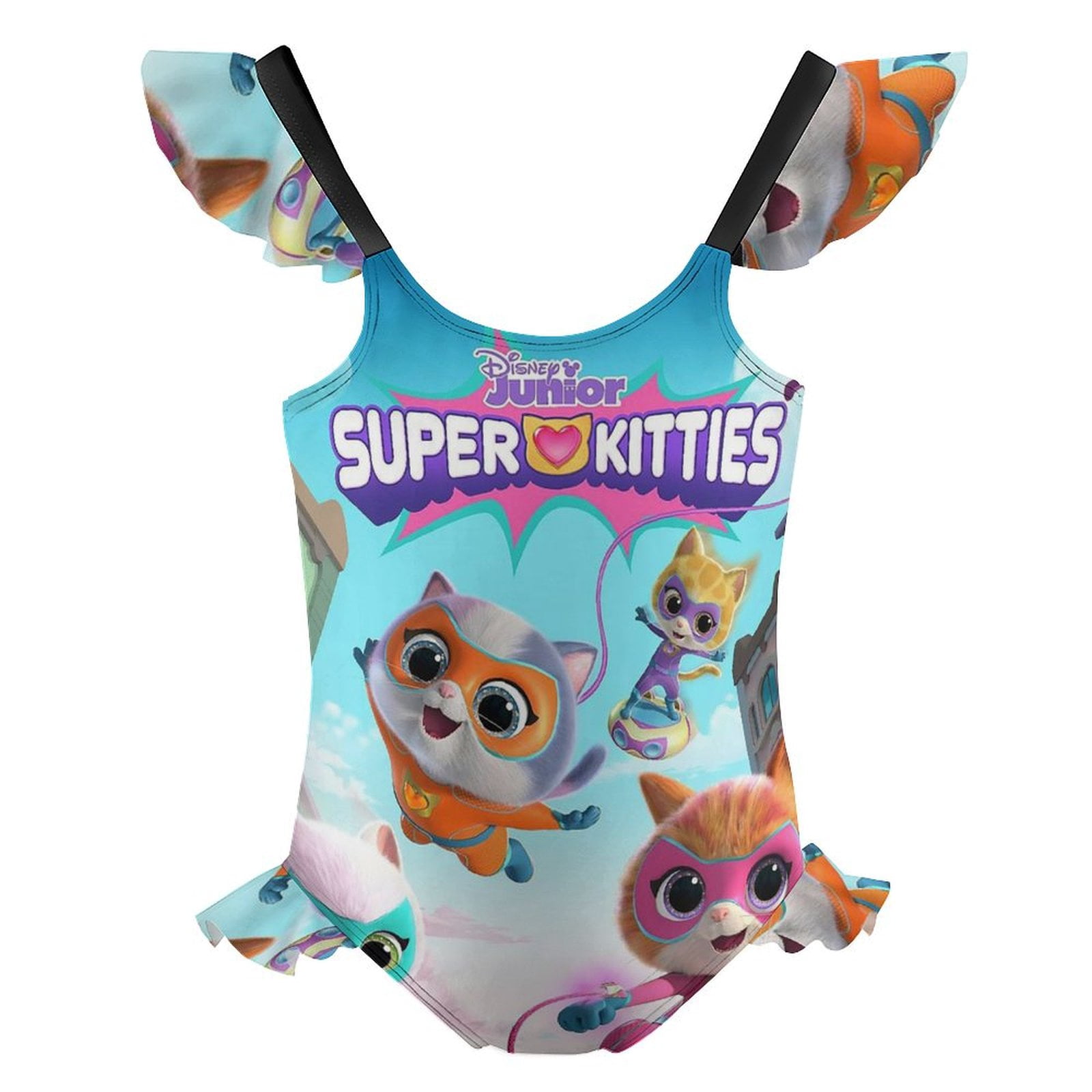 Super Kitties swimsuit for Girl Cute Teen Girls One Piece Ruffle Trim ...
