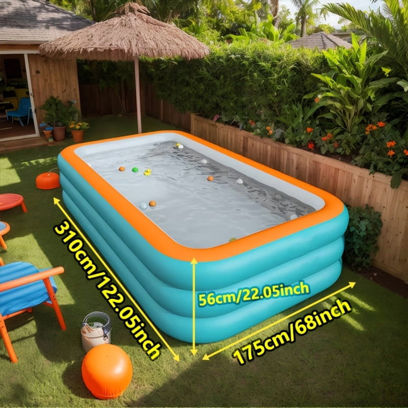 Super Large 122.05in 4-Layer Heightened Thickened Inflatable Swimming ...