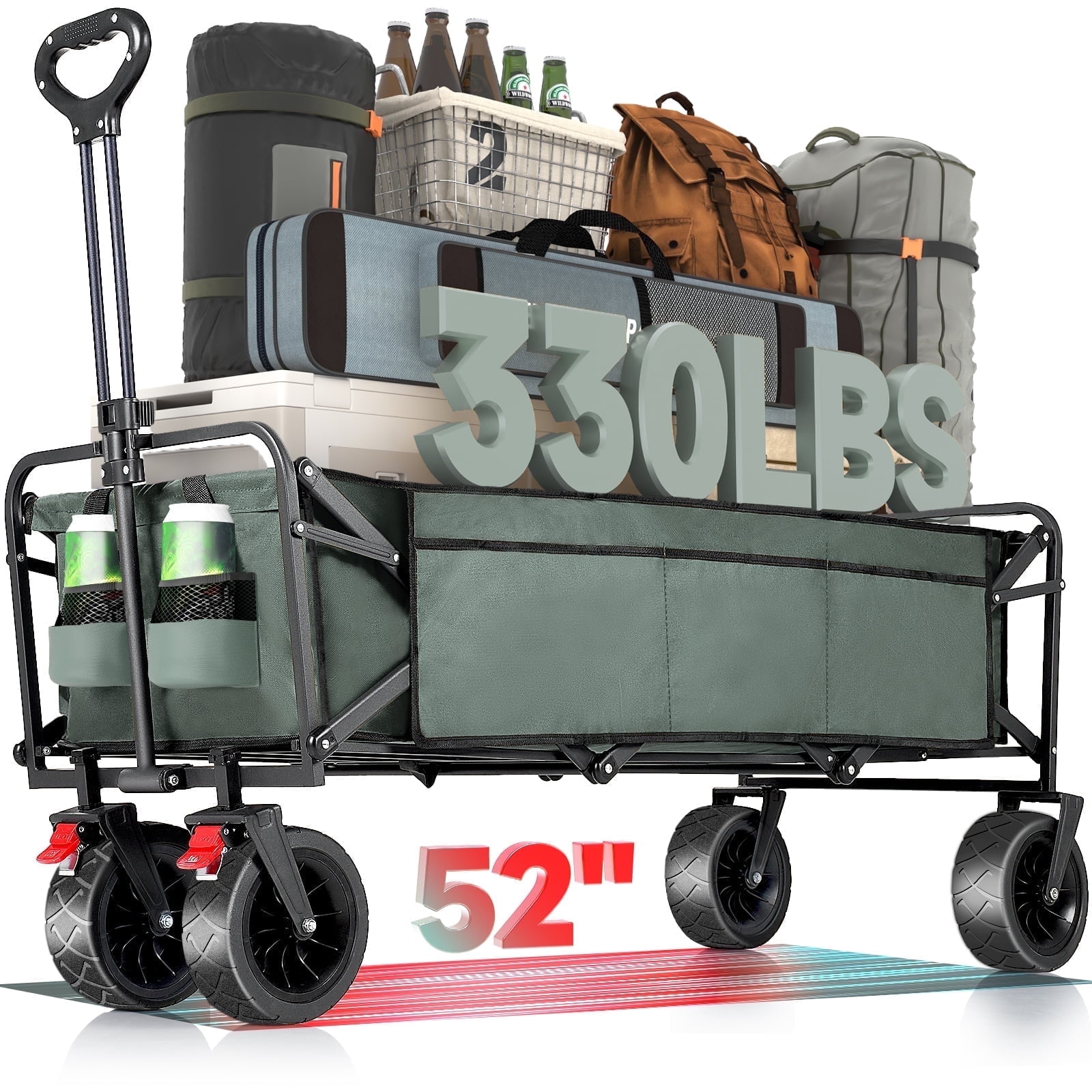 Vecukty 51.2 Inch Extended Oversized Folding Steel Frame Wagon ...