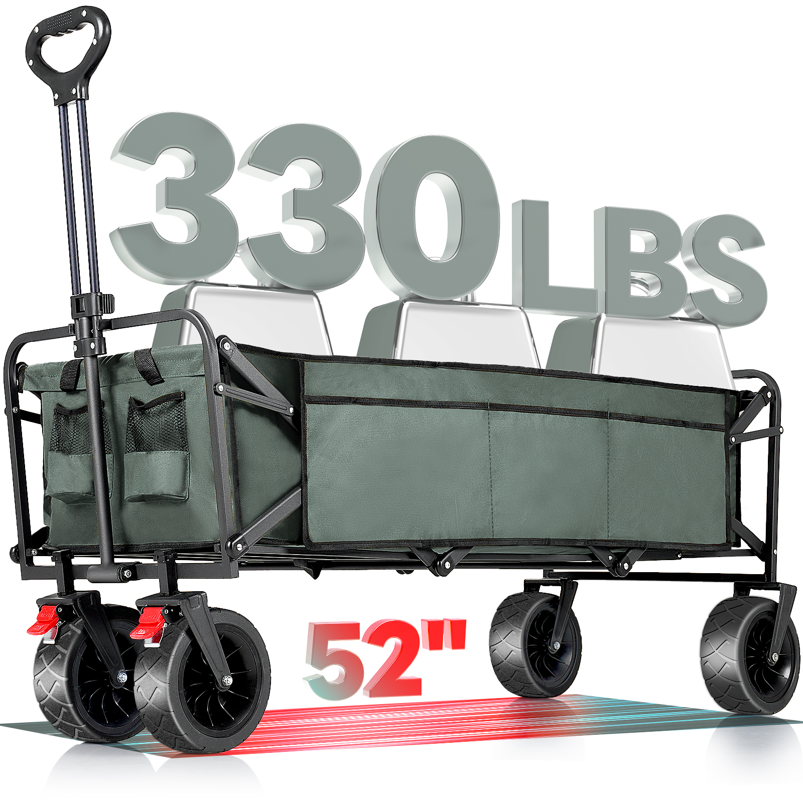 Seina Collapsible Folding Wagon with Straps | Utility Cart, Portable ...