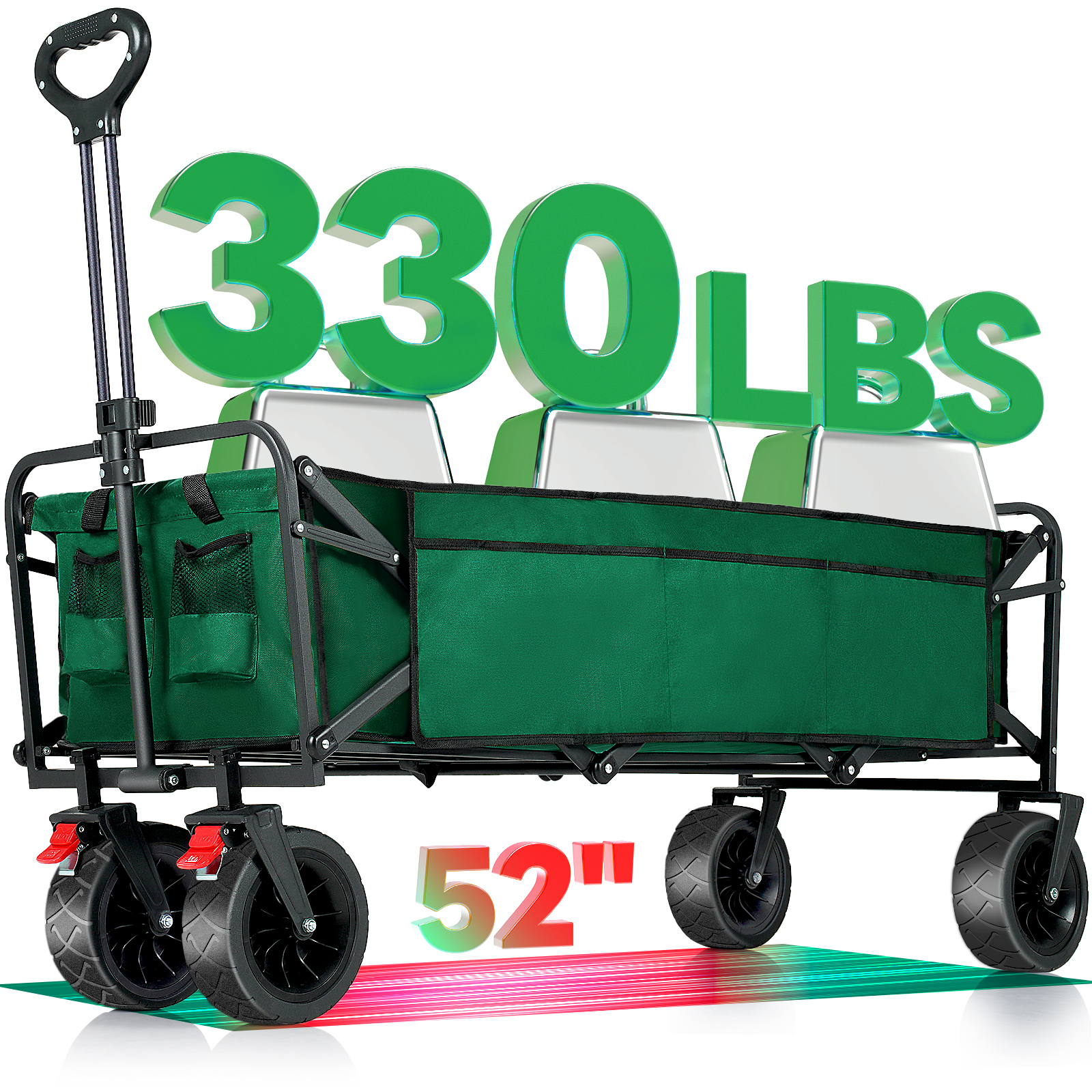 REDCAMP Heavy Duty Collapsible Wagon, 450lbs Utility Cart for Camping ...