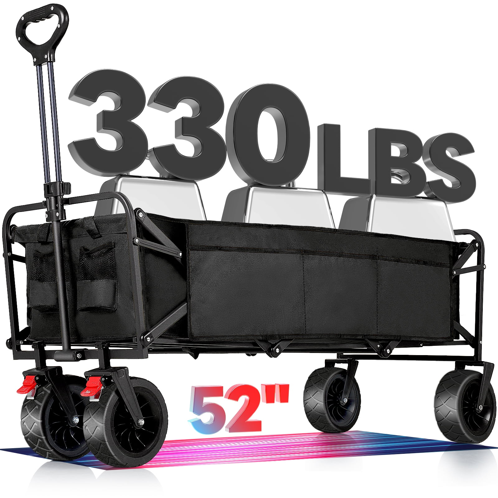 Super Large Collapsible Garden Cart, Vecukty Folding Wagon Utility ...