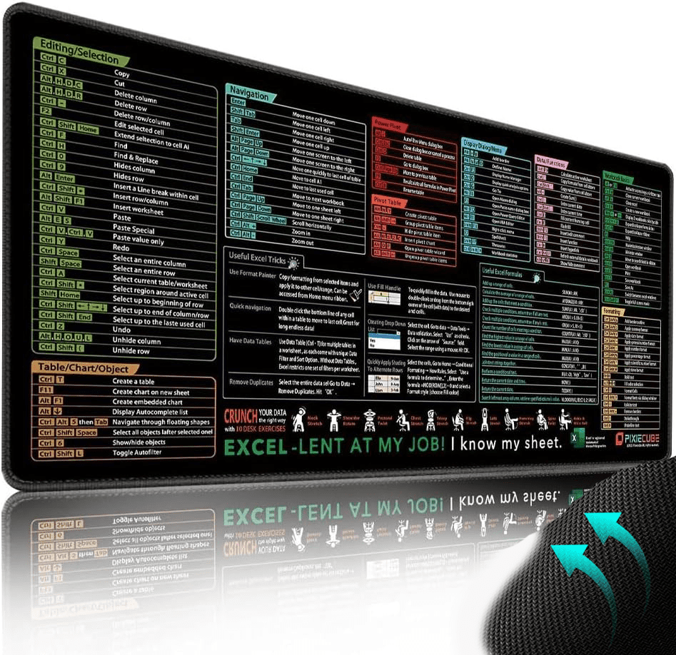 Super Large Excel Cheat Sheet Desk Pad, Word and Excel Pad Shortcut ...